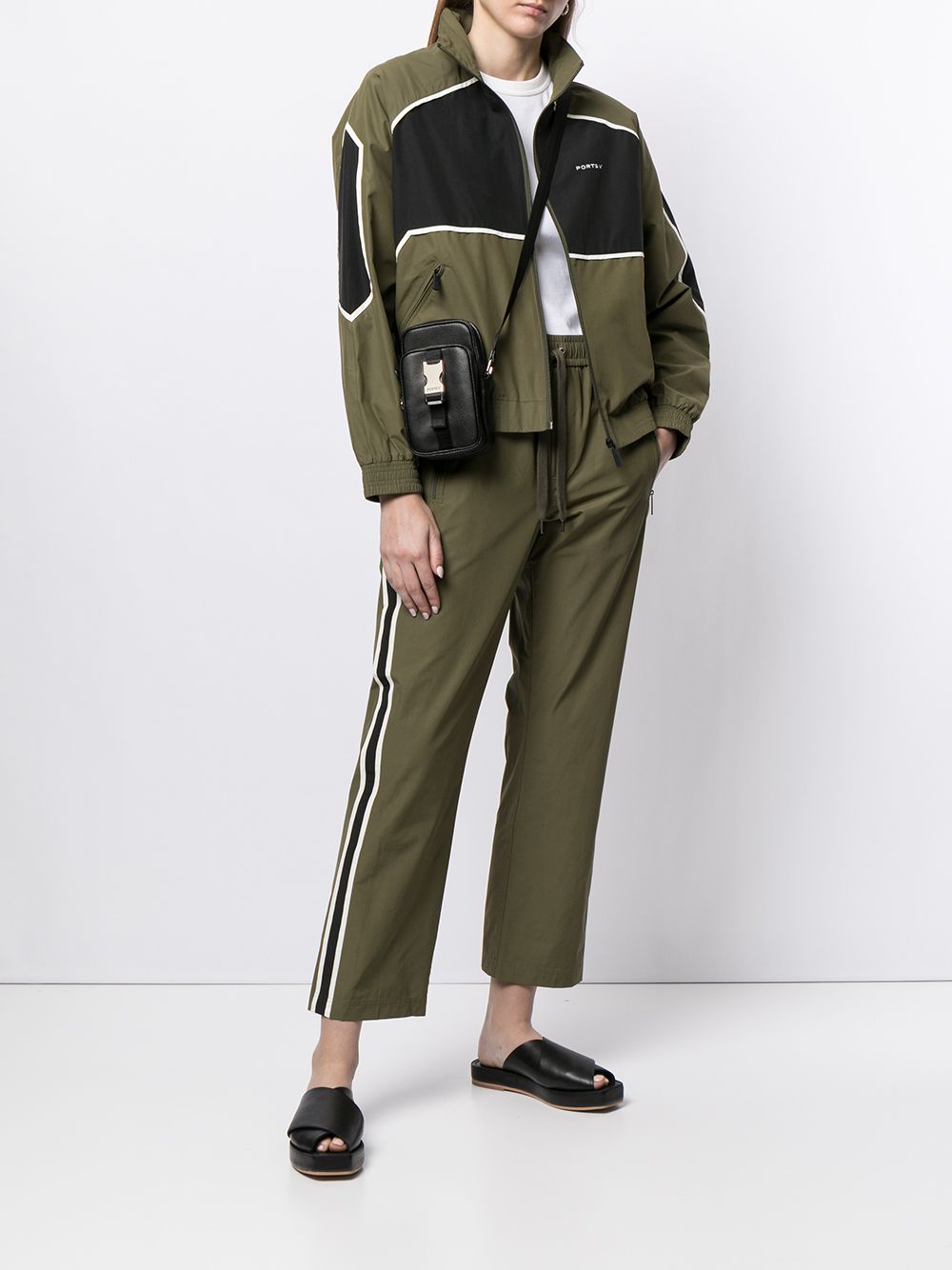 PORTS V Panelled Logo Print Zipped Jacket