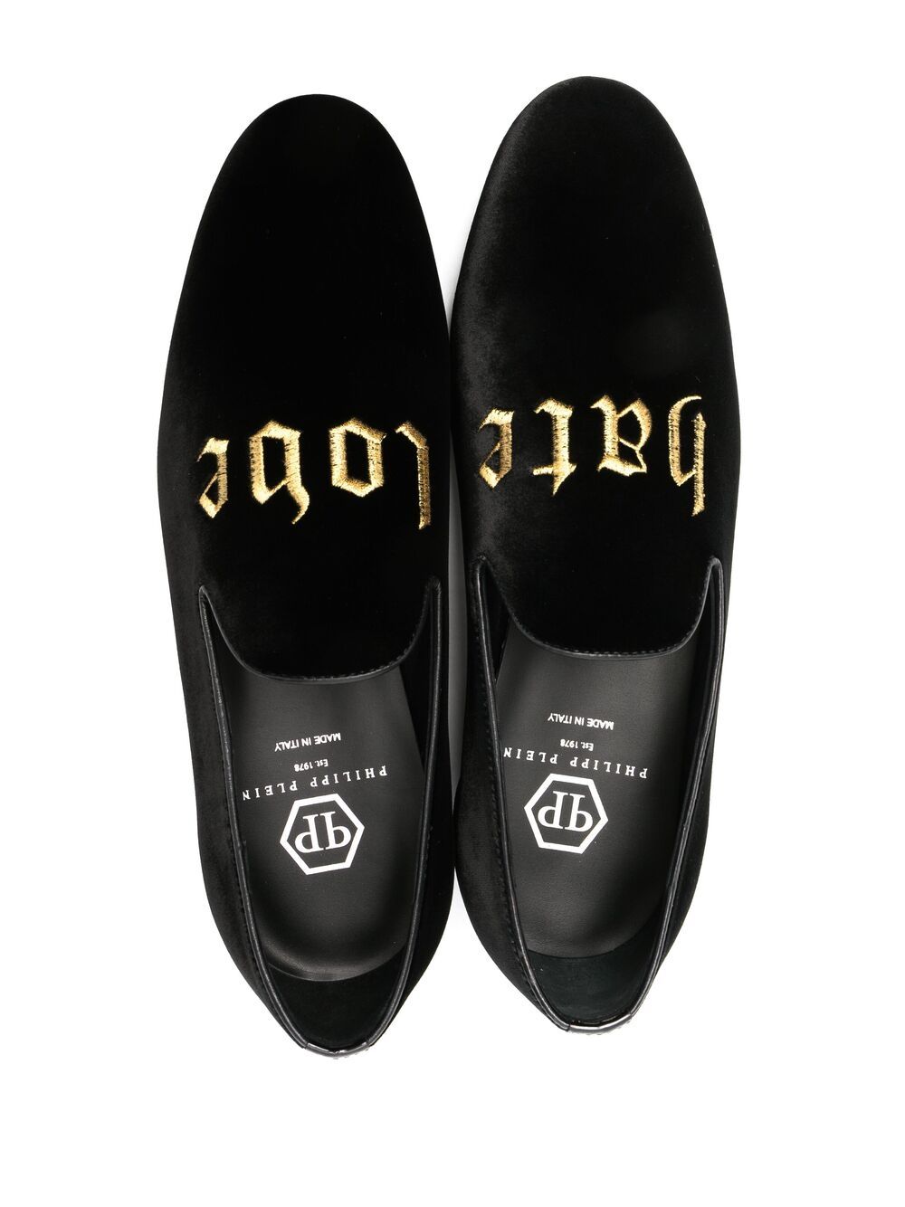 Buy Philipp Plein Embroidered Velvet Loafers - Black At 65  display picture 2