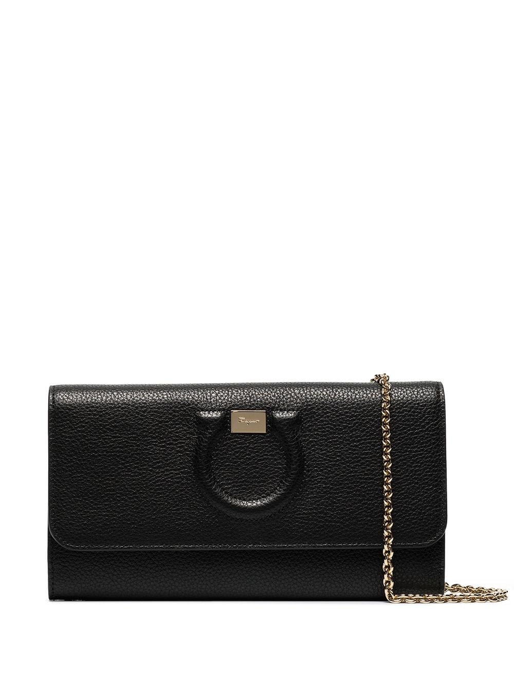 Ferragamo Gancio City Leather Chain Wallet - Black | Editorialist