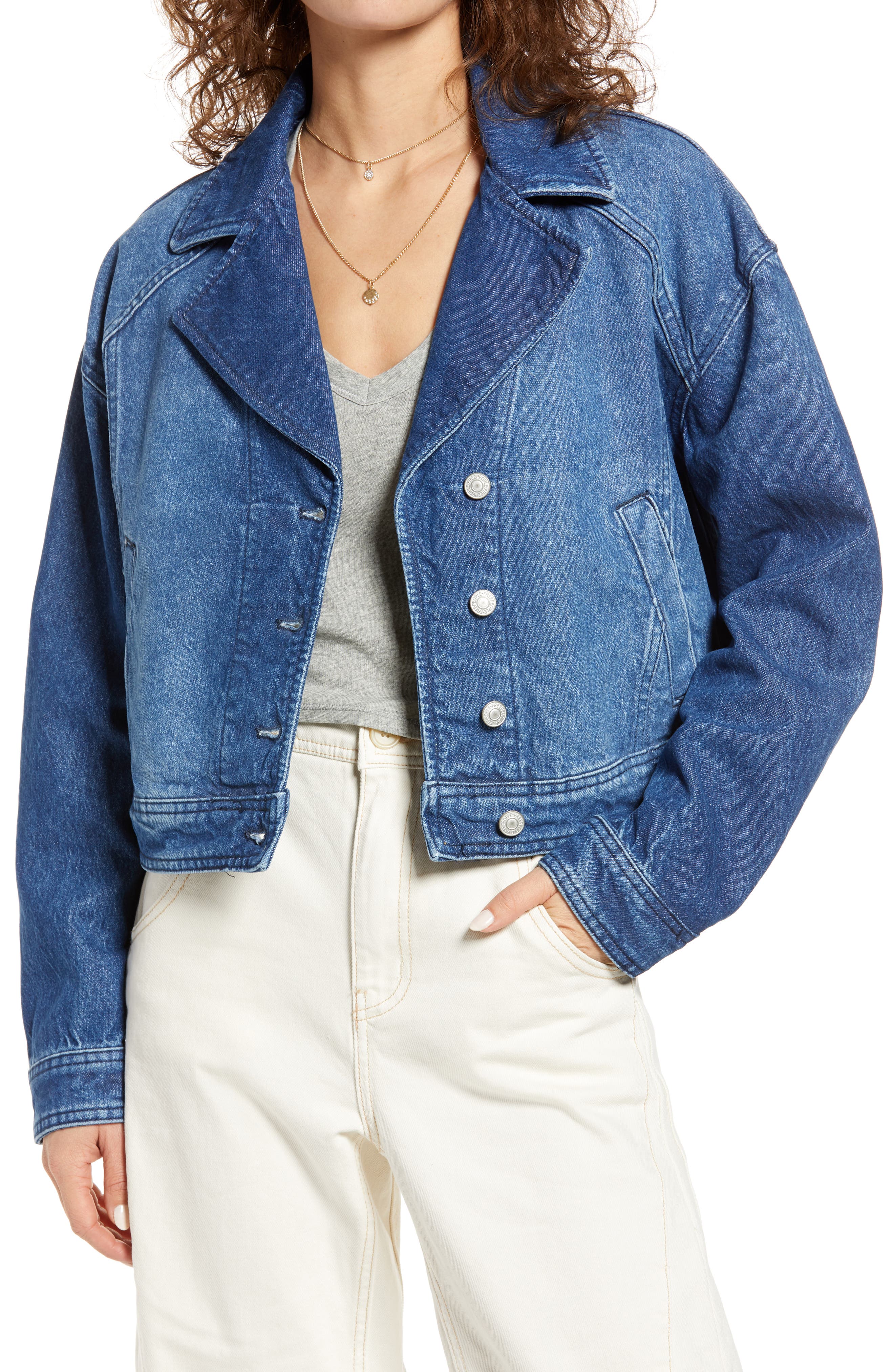 cropped cut denim jacket