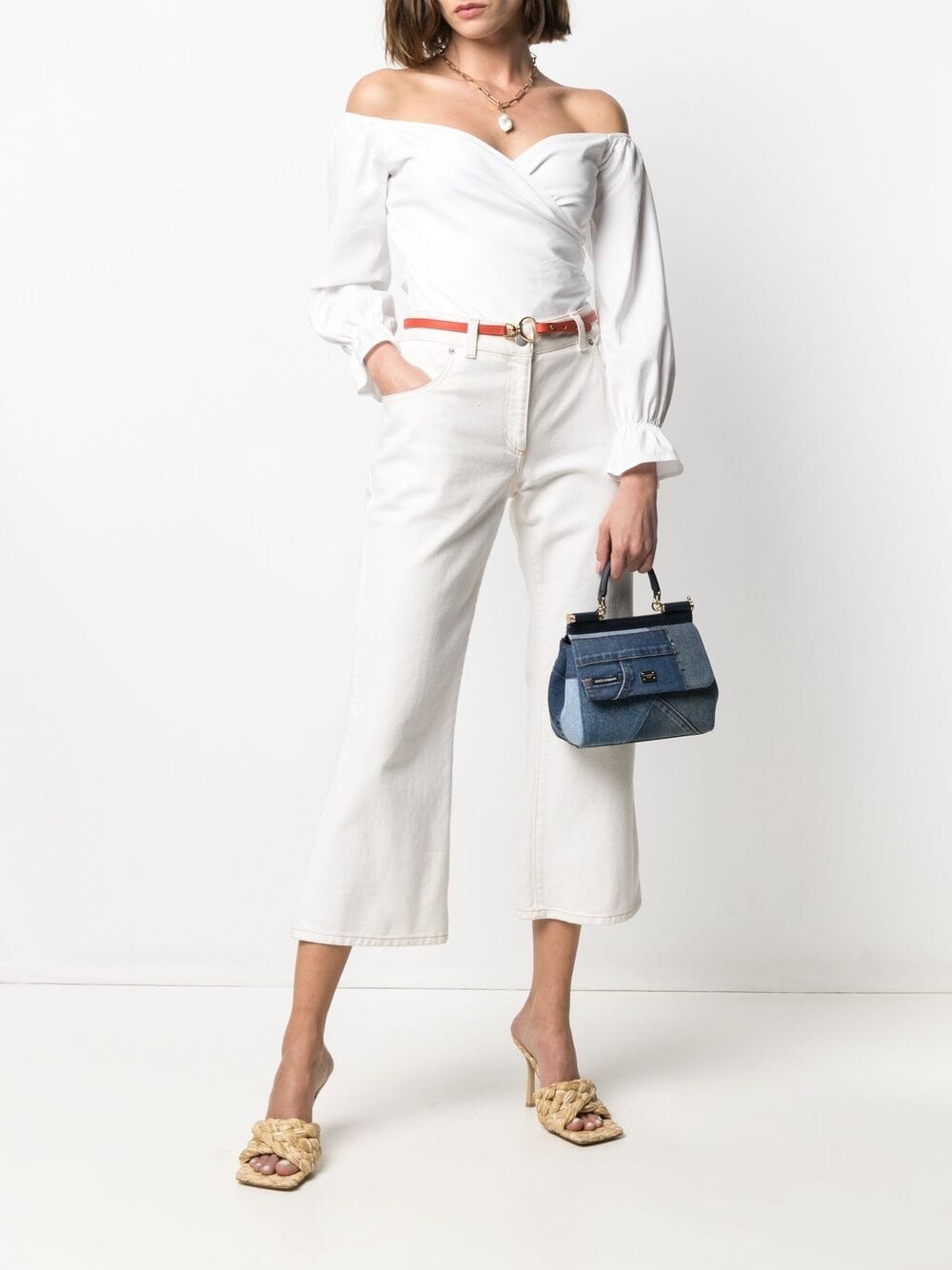 DOLCE & GABBANA Dolce & Gabbana Patchwork Denim and Calfskin Small Sicily Handbag