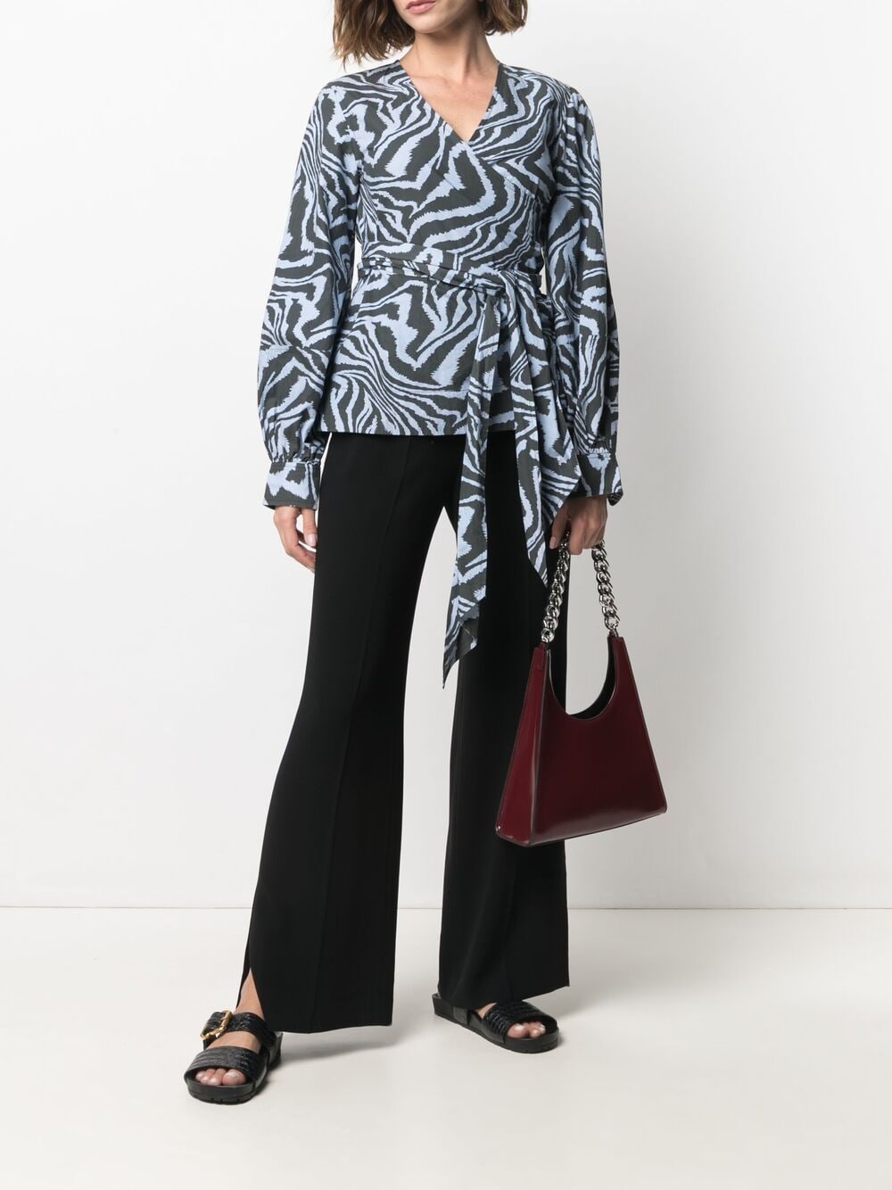 ALBERTO BIANI Flared Crepe Trousers