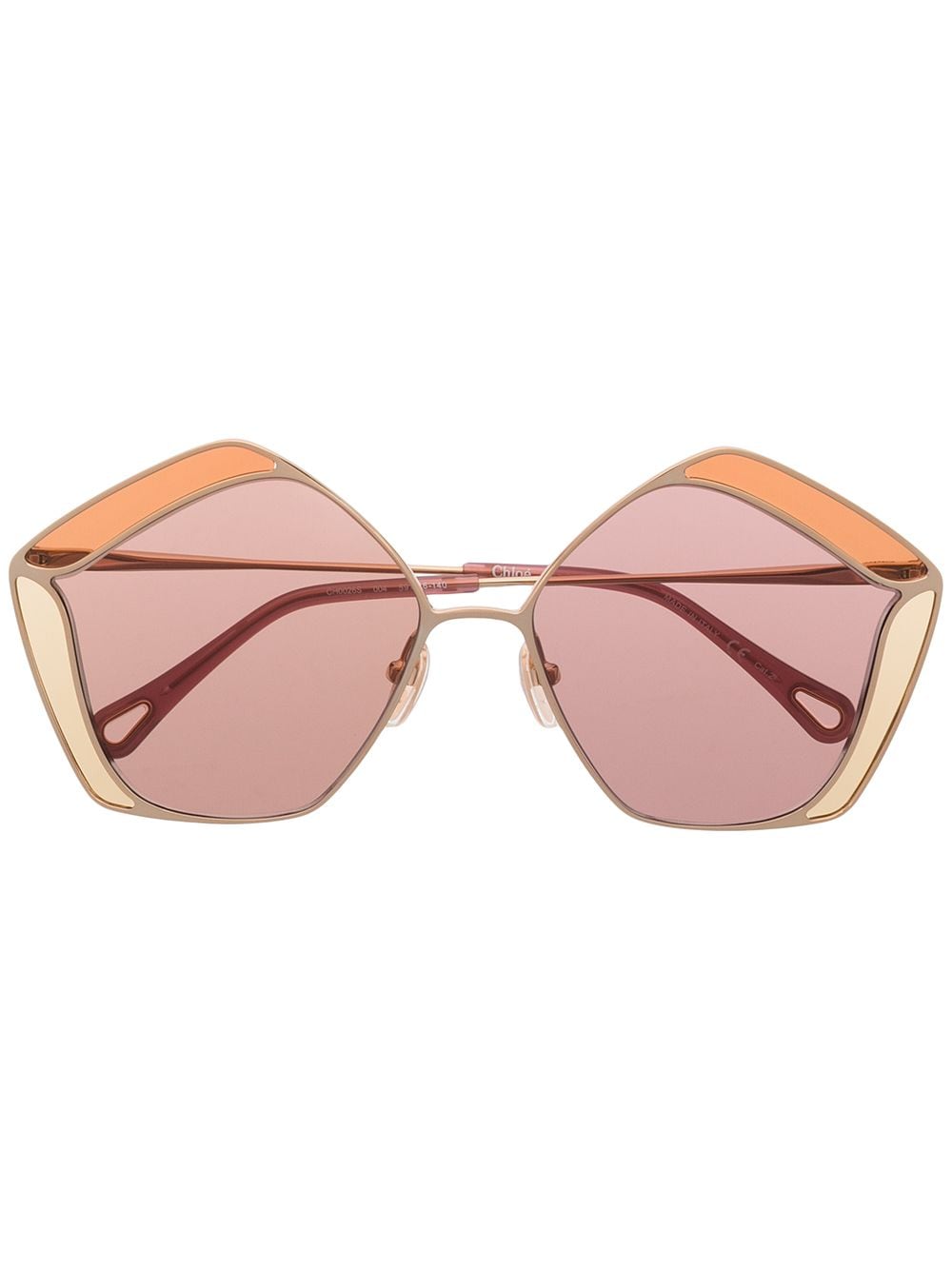 Chloe Gemma Pentagon Frame Metal Sunglasses Pink Women’s Size 59 Made In Italy Chloé - Gemma Pentagon Sunglasses for Women in Metal - Gold  main image 4