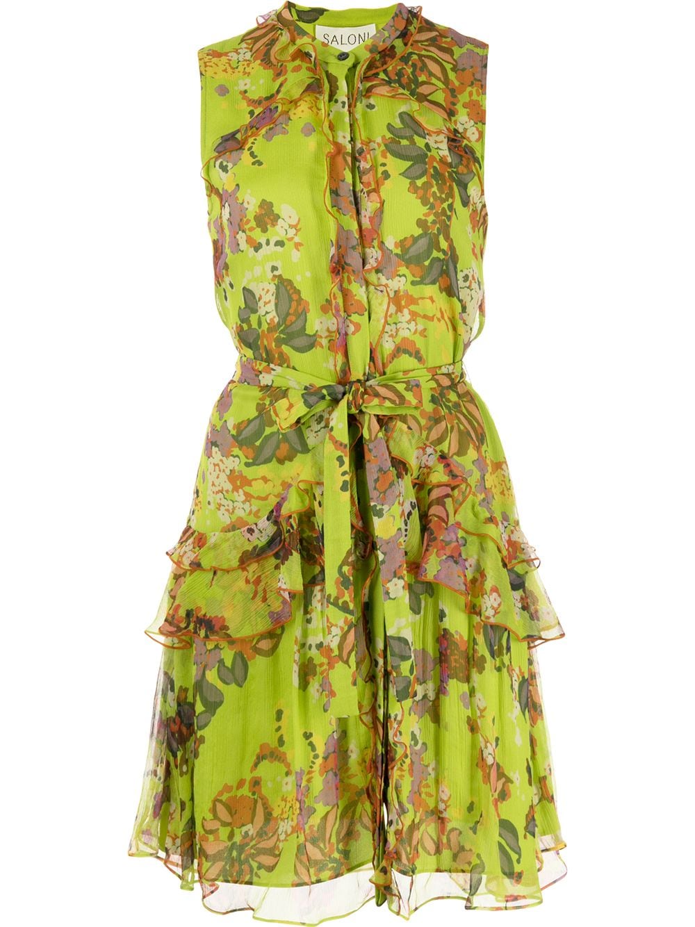Saloni Tilly Sleeveless Silk Dress - Green | Editorialist