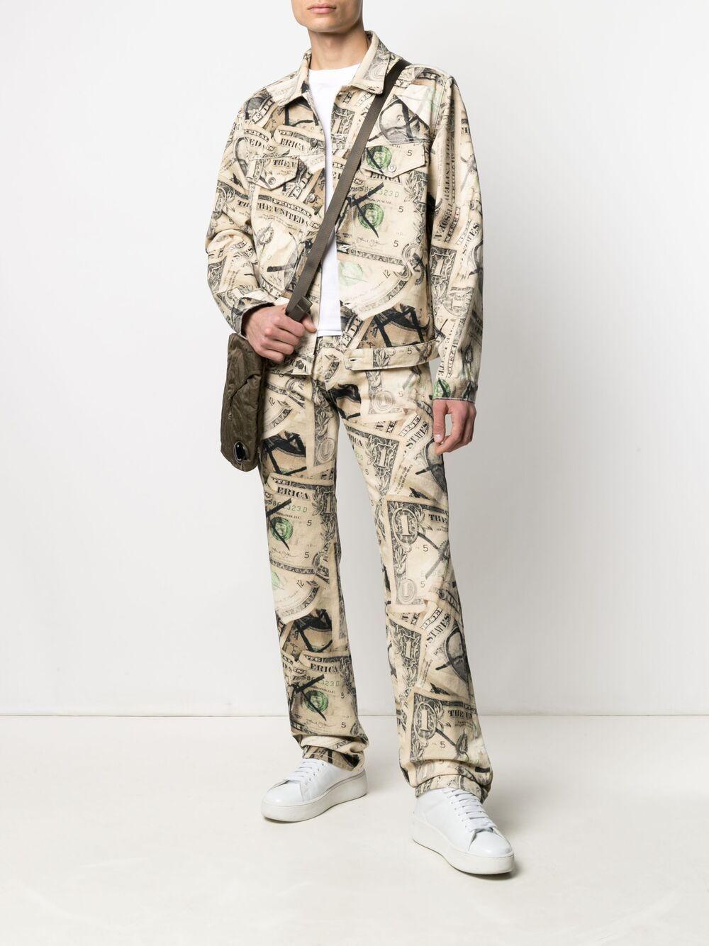 424 424 Dollar Bill Print Denim Jacket