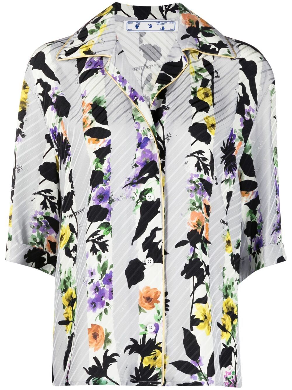 OFF-WHITE Striped Floral Bowling Shirt