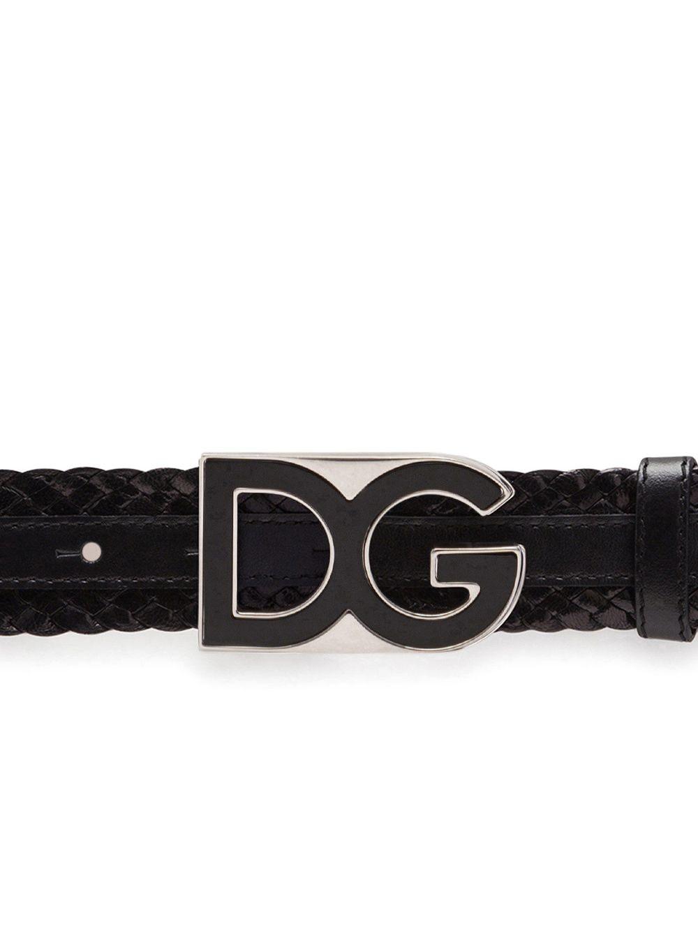 Dolce & Gabbana Dg Buckle Woven Belt In Black - 40% Off  display picture 2