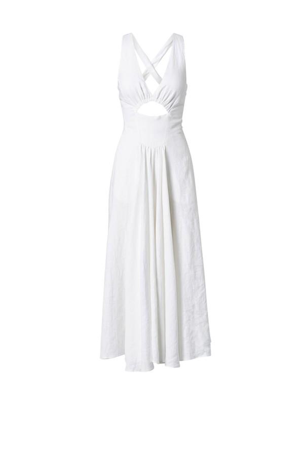 scanlan theodore cotton cross back dress Scanlan Theodore Linen Cross Back Dress - White