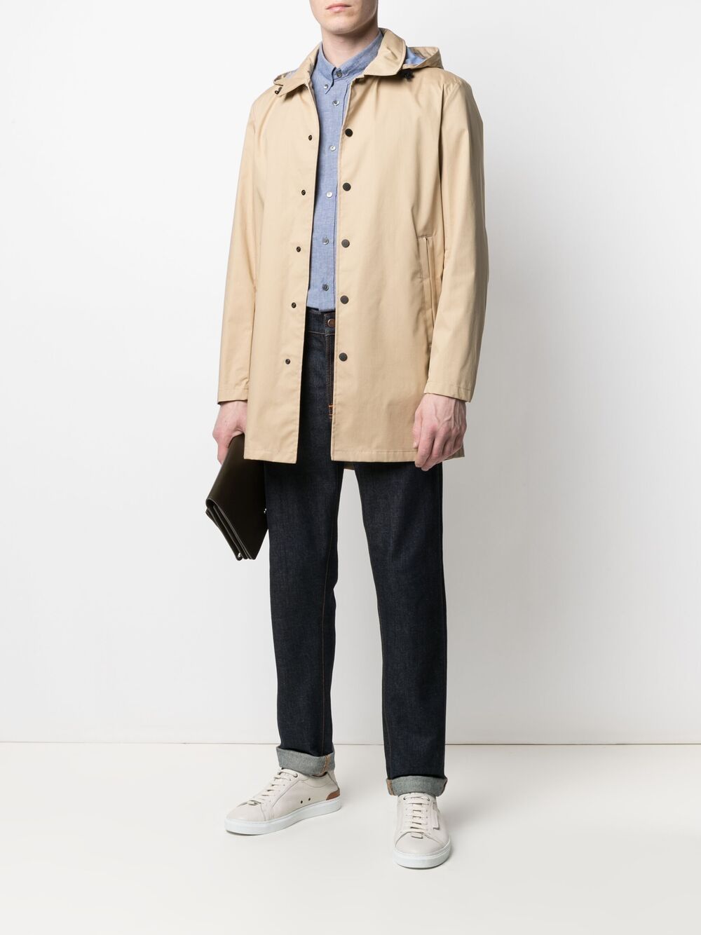 WOOLRICH Woolrich Hooded Coat with Press Stud Fastening