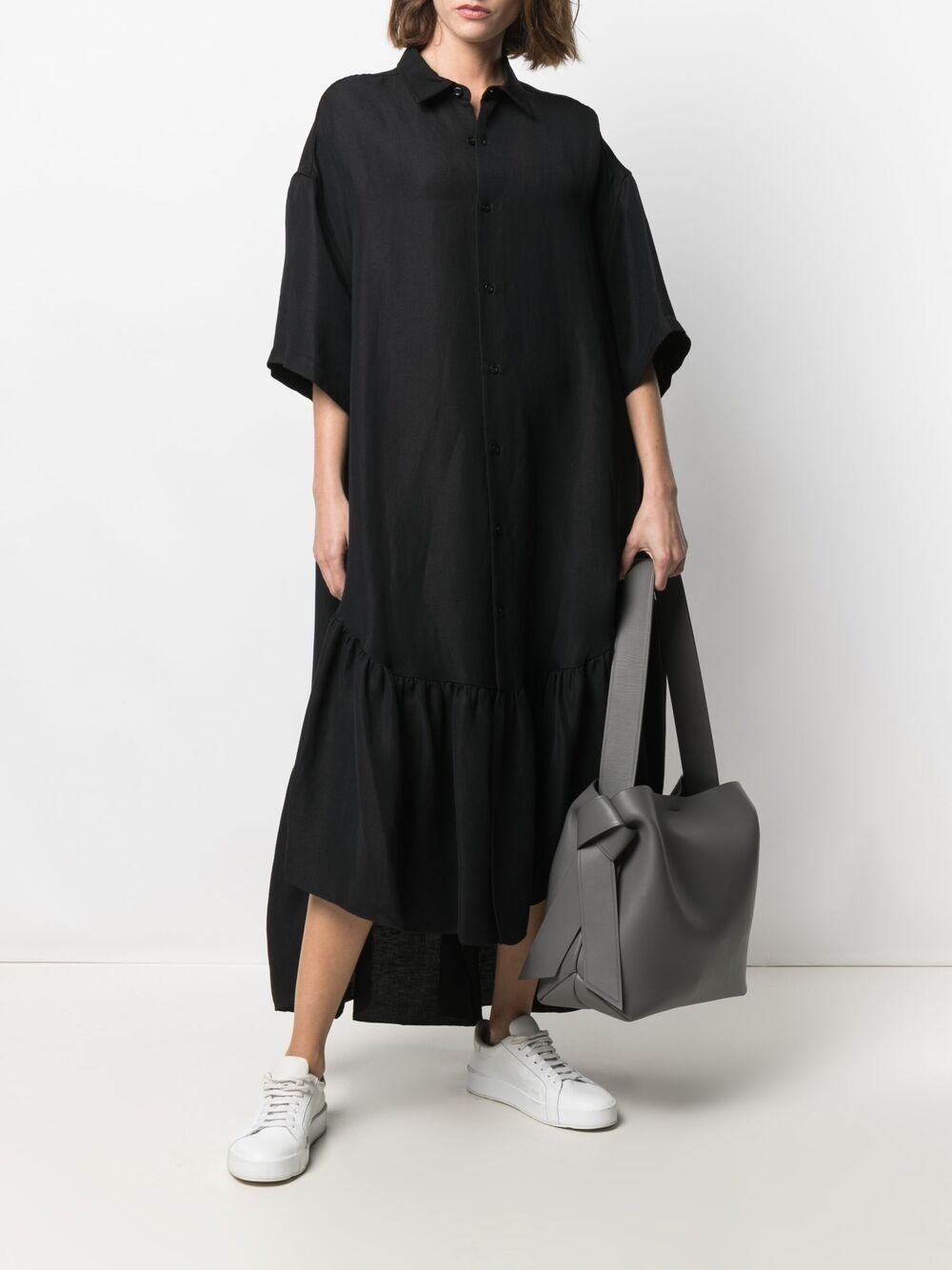 AMI AMI Paris Ruffled Hem Shirt Dress