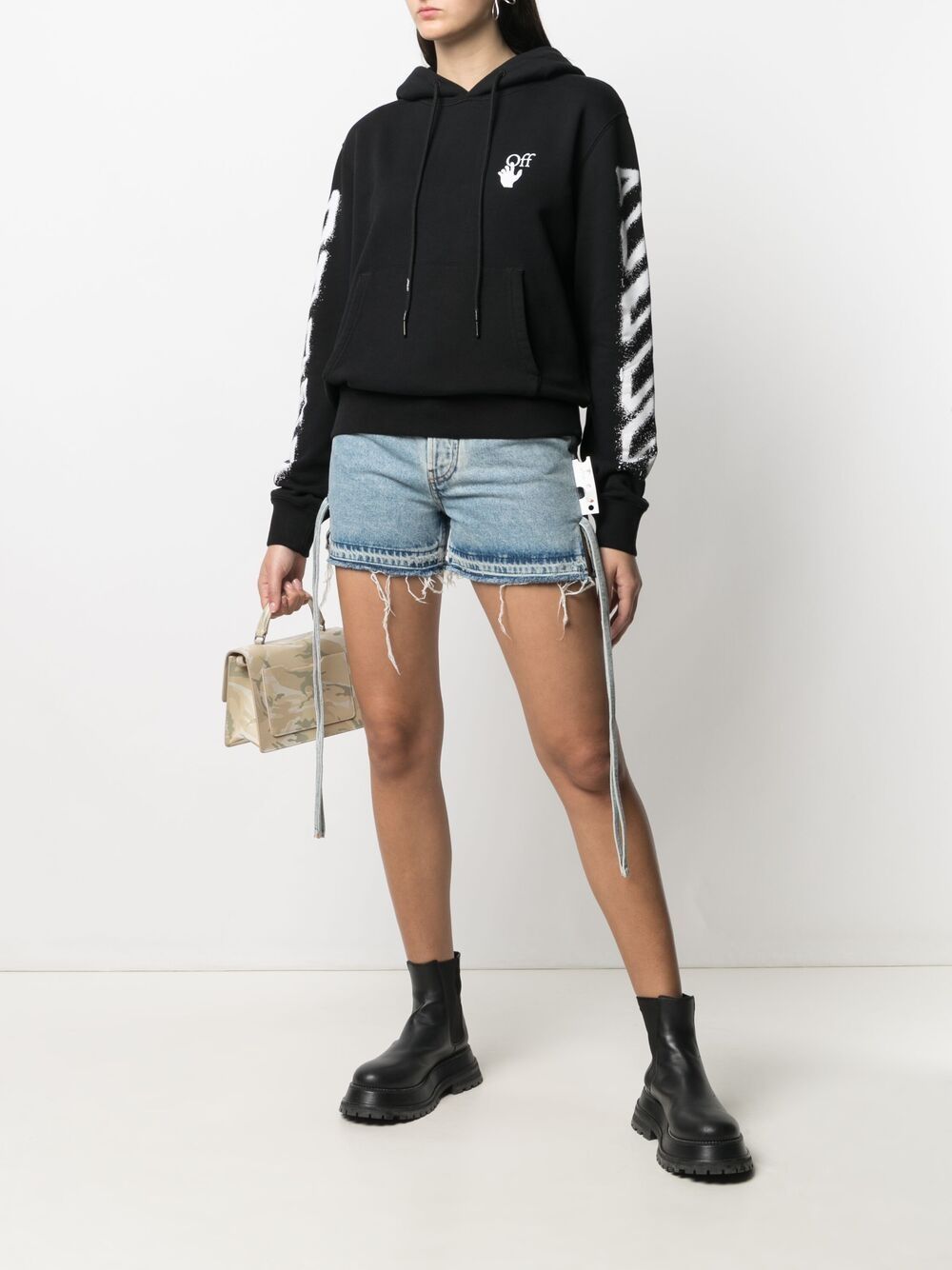 OFF-WHITE Side Tie Denim Shorts