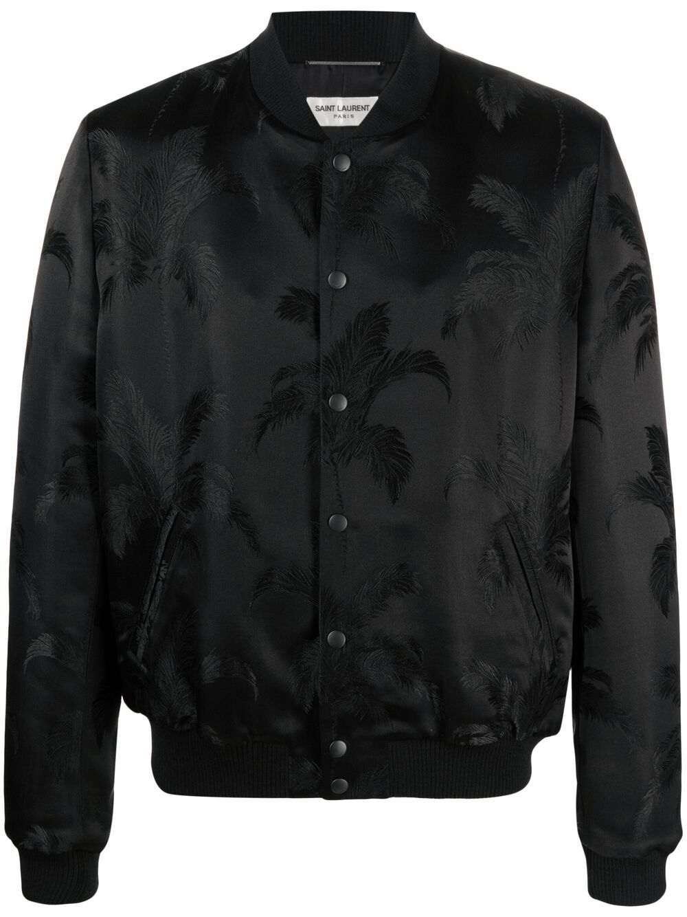 SAINT LAURENT ブラック パームツリー柄 ジャンパー Saint Laurent Palm Tree-Jacquard Bomber Jacket - Black | Editorialist