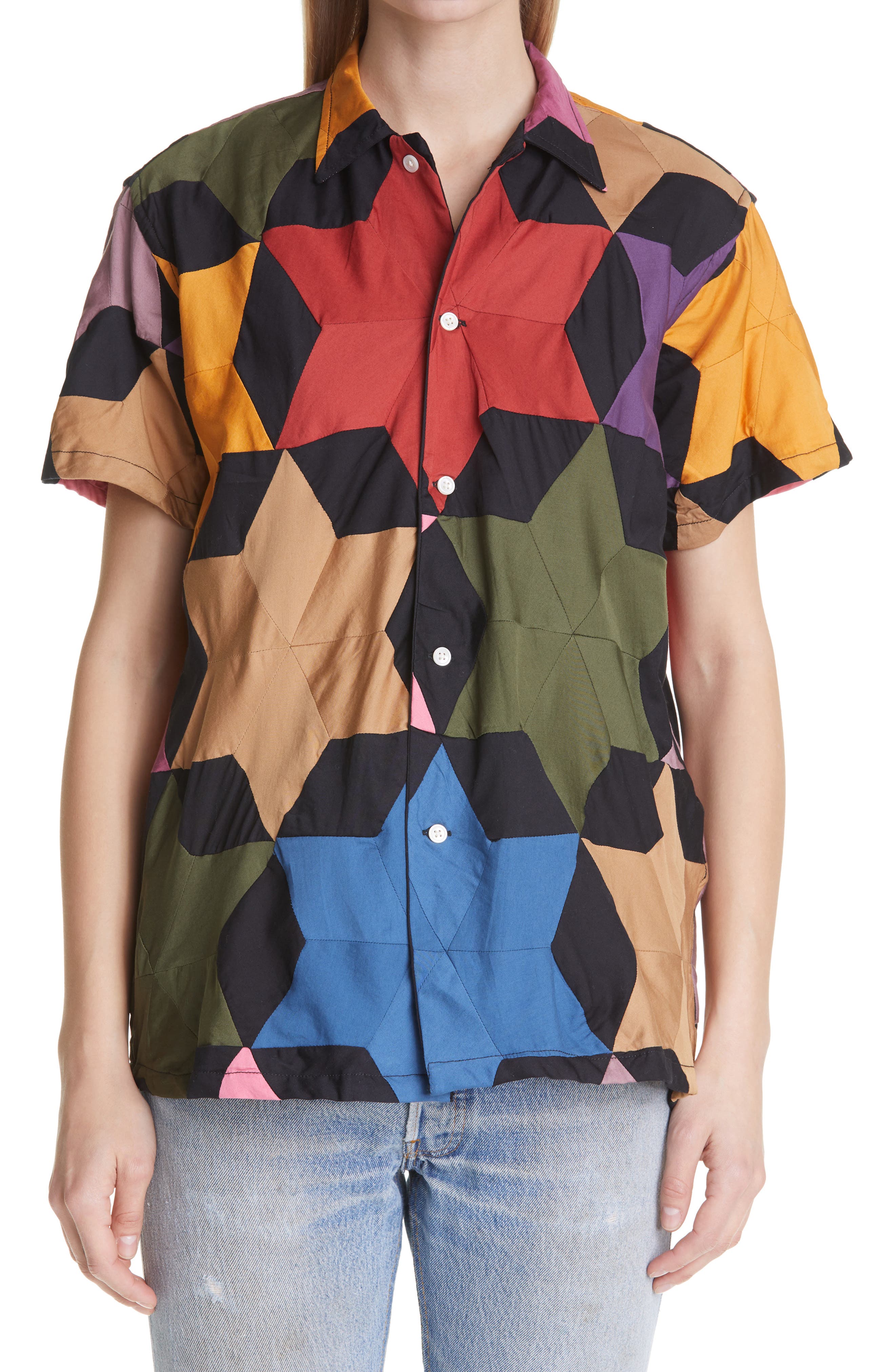 Women's Rainbow Star Quilt Short Sleeve 