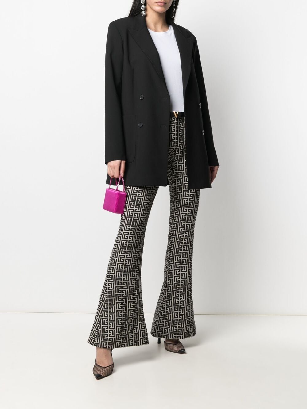 BALMAIN Low-Rise Monogram Bootcut Trousers