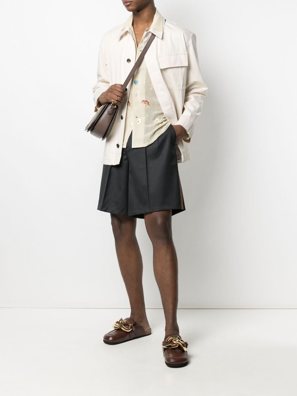 VALENTINO Stripe-Detail Knee-Length Shorts