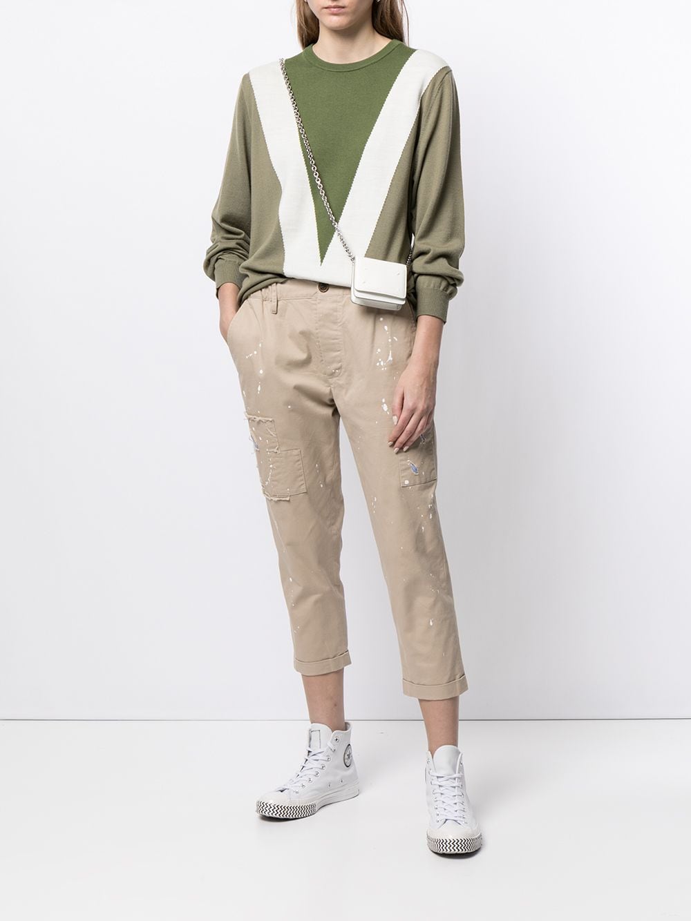 PORTS V Ports V cropped paint splatter trousers