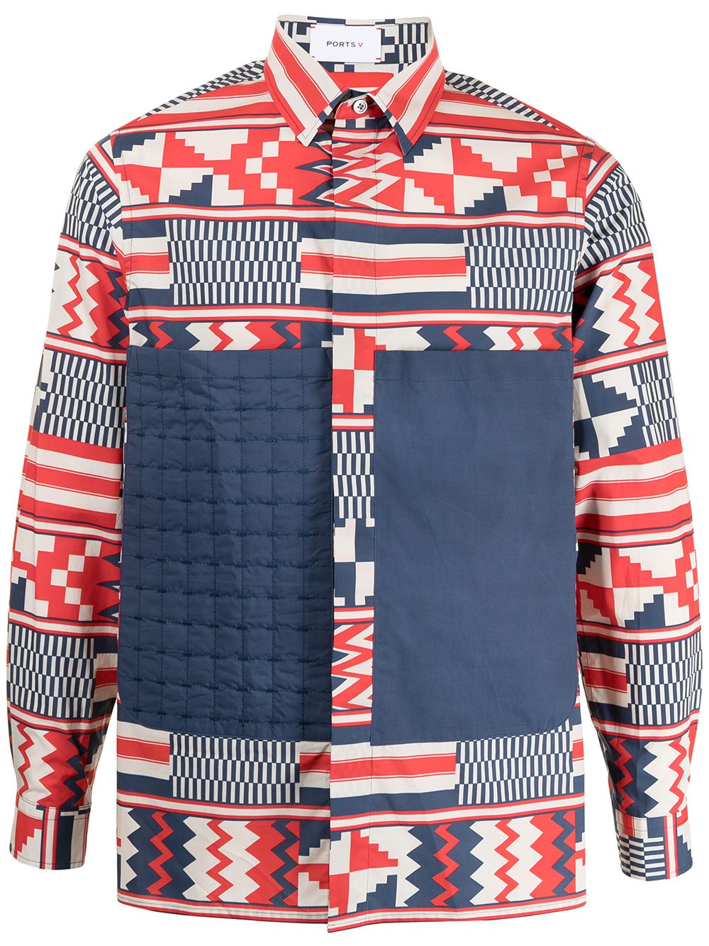 PORTS V Ports V Quilt Front Geometric-Print Shirt