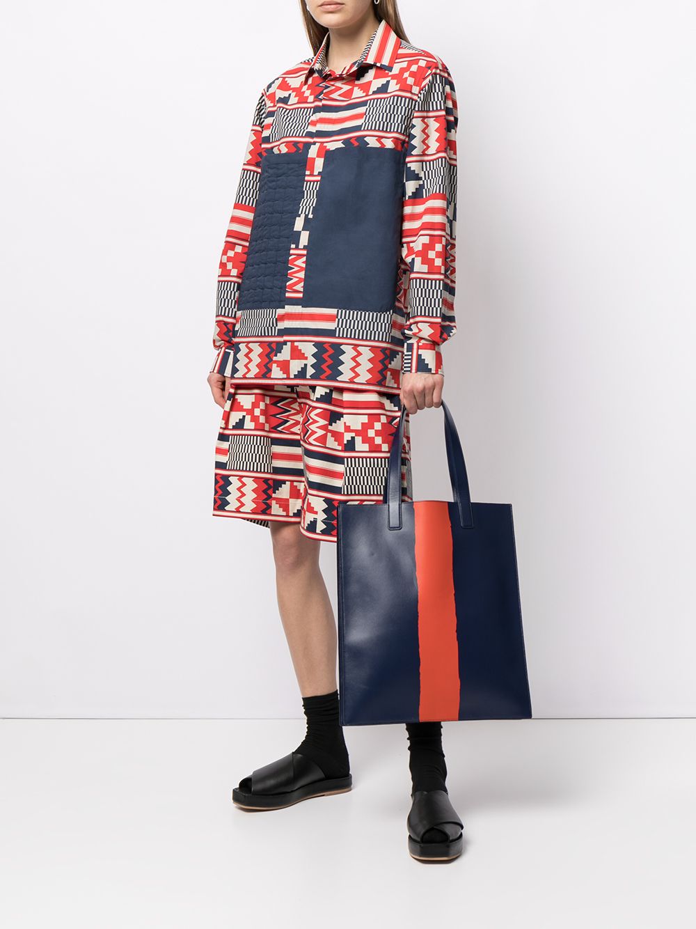 PORTS V Ports V Quilt Front Geometric-Print Shirt