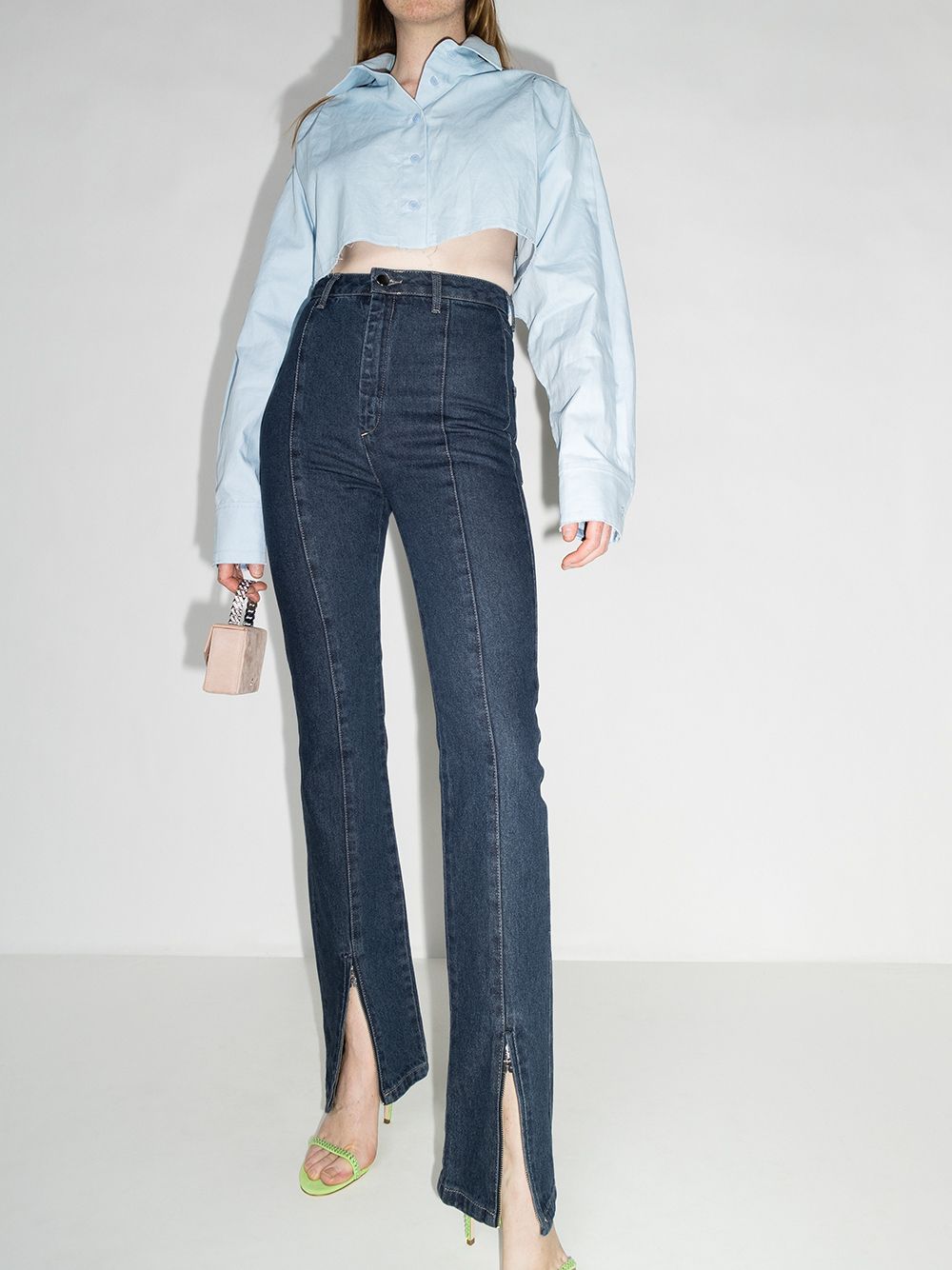 ROTATE BY BIRGER CHRISTENSEN Jada Zip-Ankle Flared Jeans