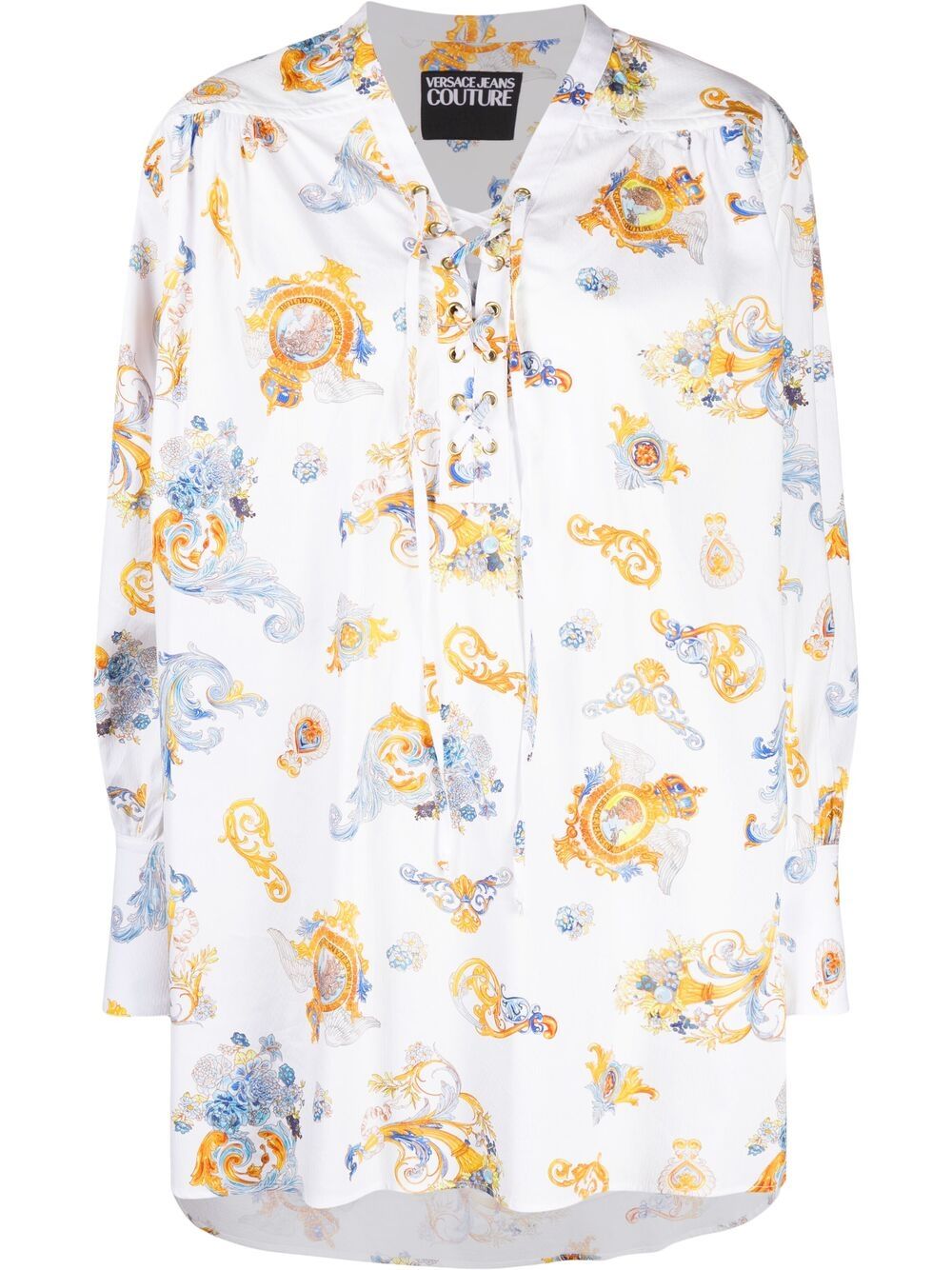 VERSACE Versace Jeans Couture Barocco Print Lace-Up Shirt