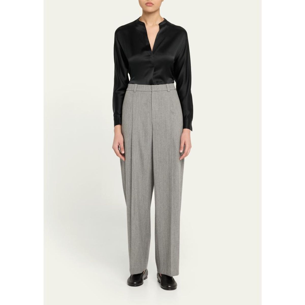 VINCE Vince Silk Band-Collar Blouse