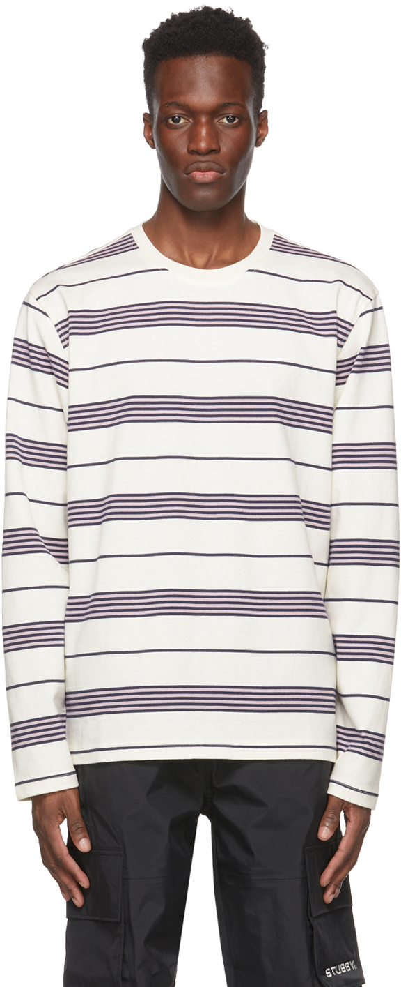 Stüssy White Stripe Asher Long Sleeve T 