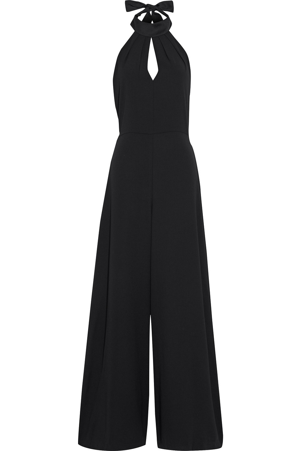 Iris Ink Ingrid Satin-Trimmed Crepe Halterneck Wide-Leg Jumpsuit