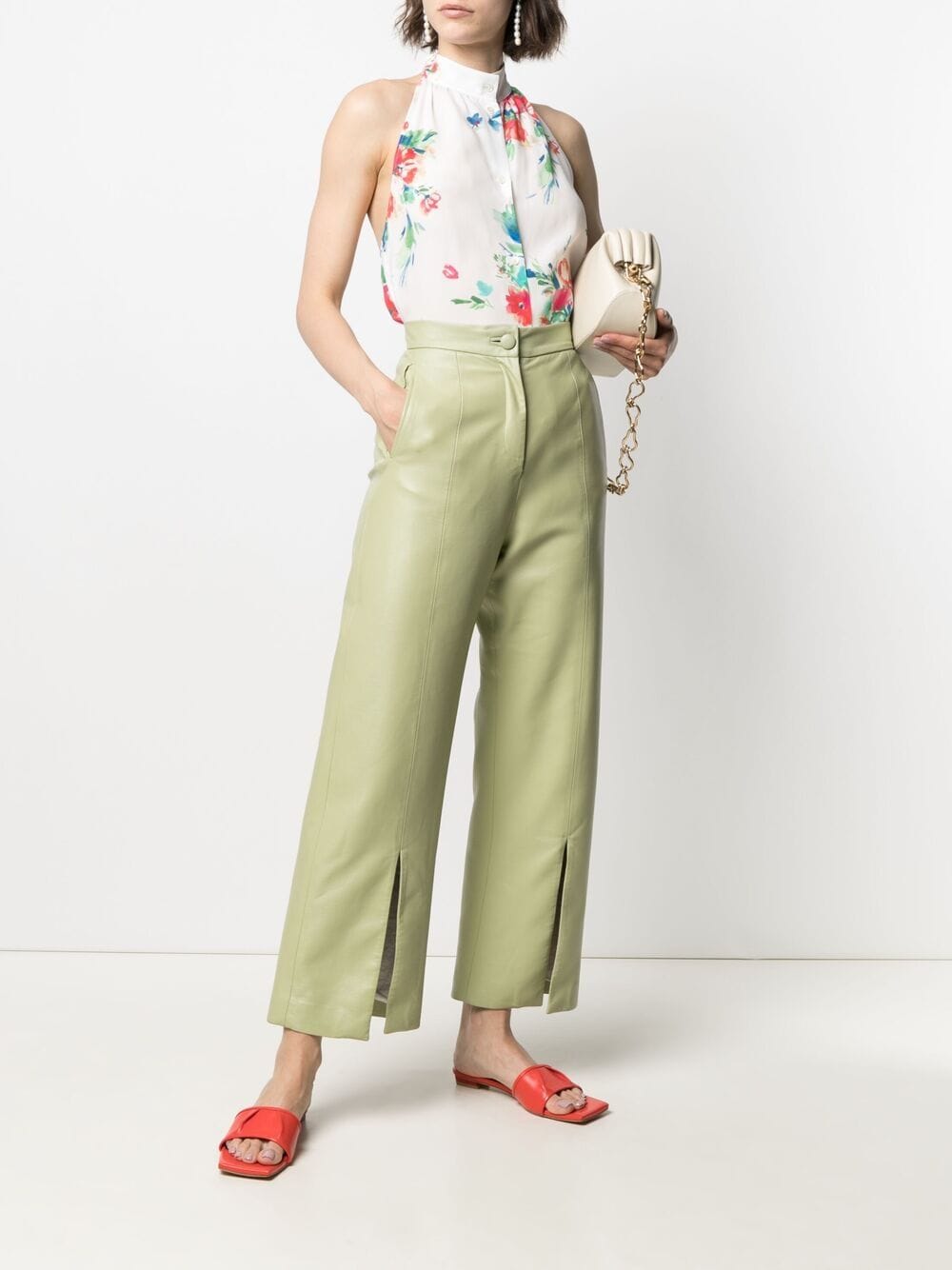 MOSCHINO Floral-Print Halterneck Blouse