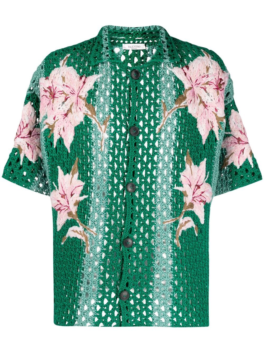 Valentino Garavani Fora-Embroidered Crochet Shirt - Green