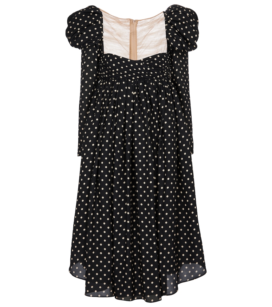 khaite sheer polka dot dress Khaite Trisha Polka-Dot Silk Midi Dress In Black - 40% Off