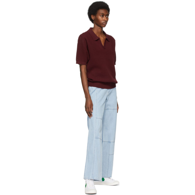 StüSsy Burgundy Cable Mesh Polo In Maroon - 22% Off | Editorialist