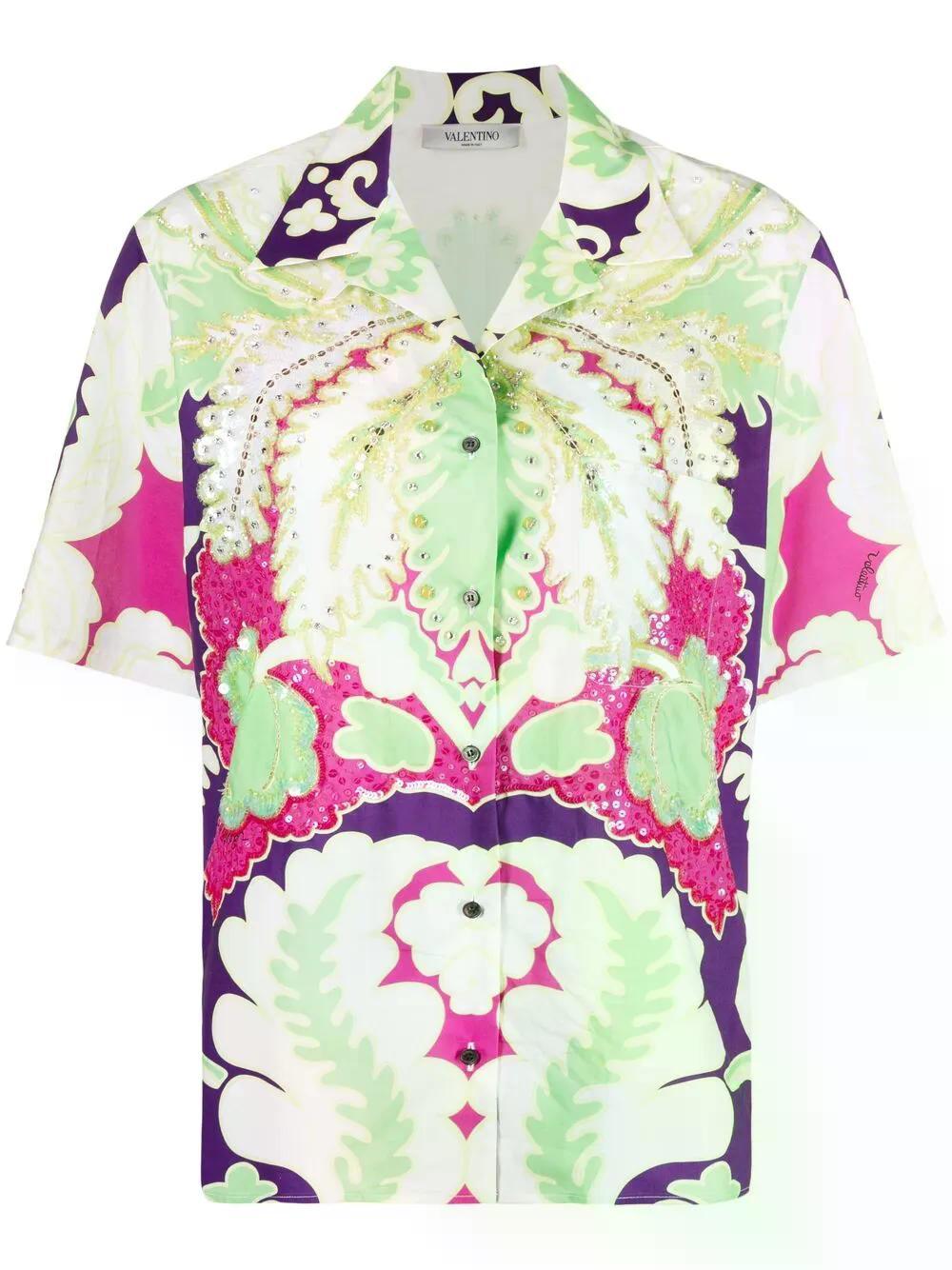 CHLOÉ Rose Print Rib Jersey Henley