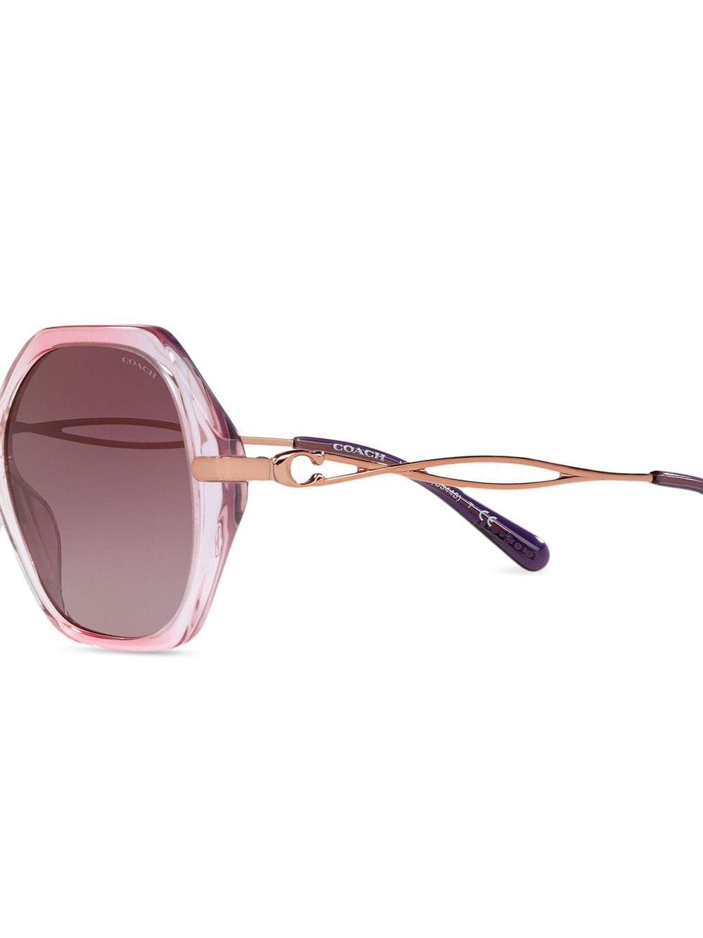 Coach Sculpted Hexagon-Frame Sunglasses - Pink | Editorialist display picture 2