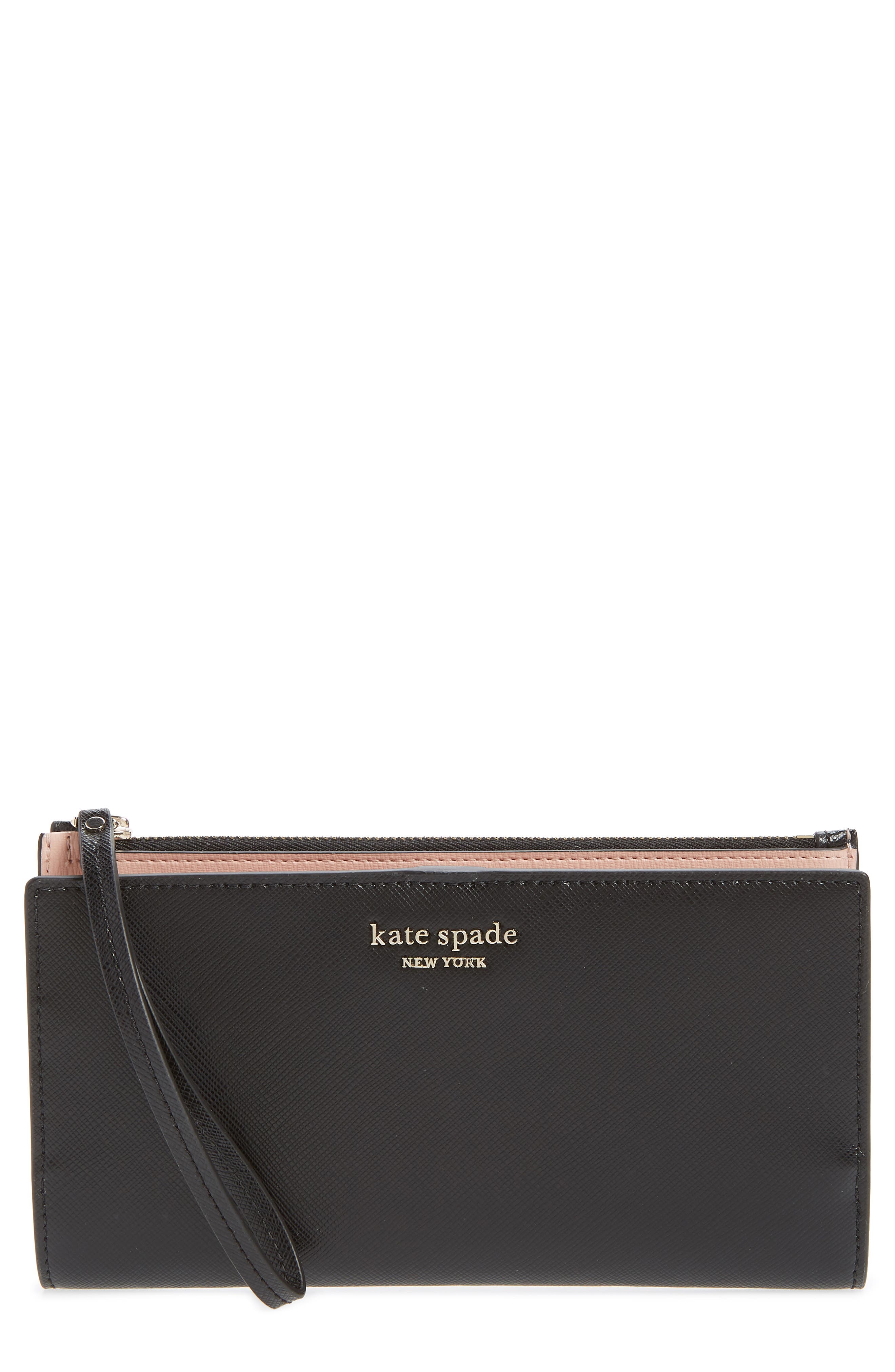Kate Spade New York Spencer Continental Leather Wristlet Black