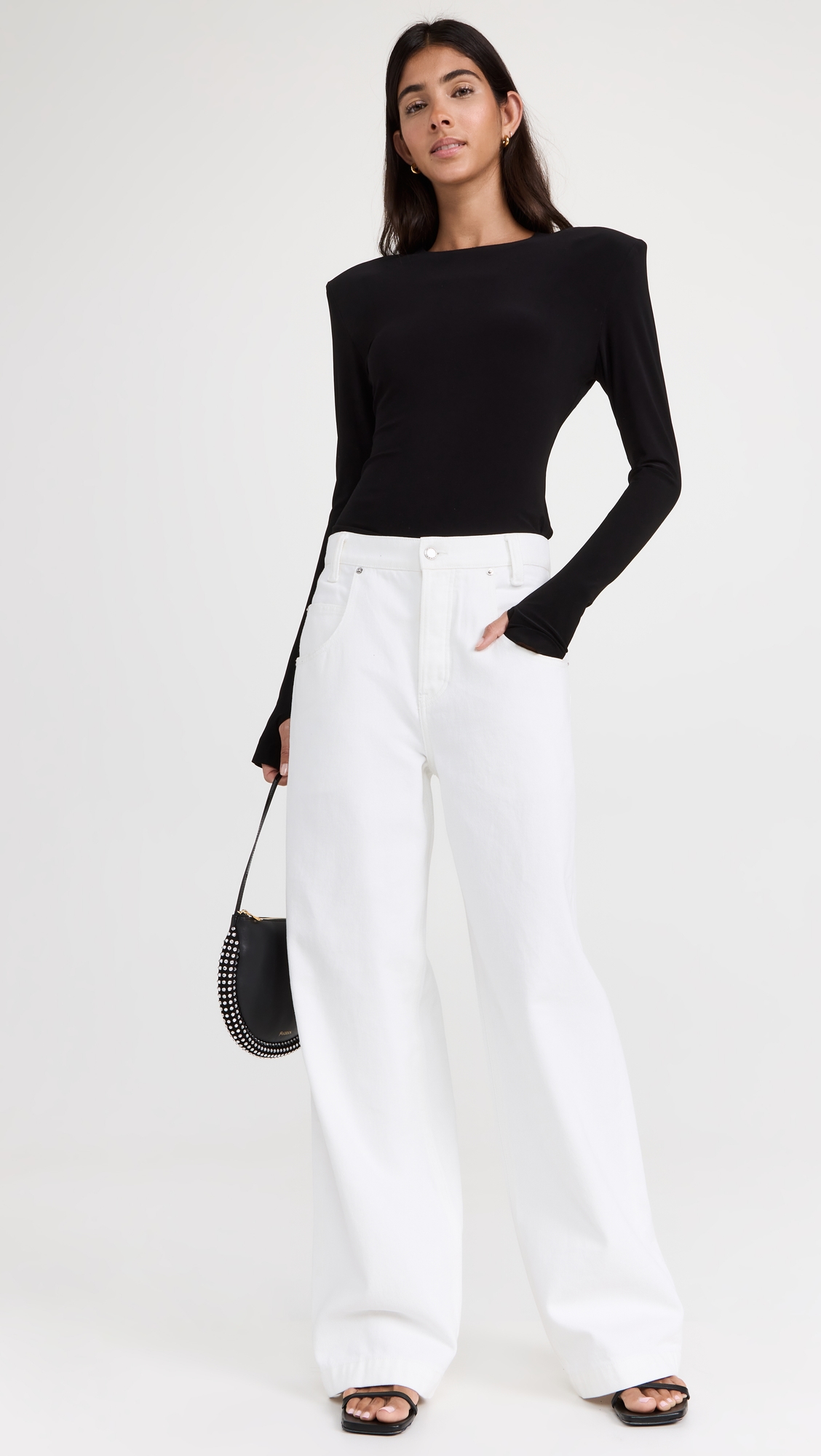 NORMA KAMALI Norma Kamali Shoulder Pad Long Sleeve Top