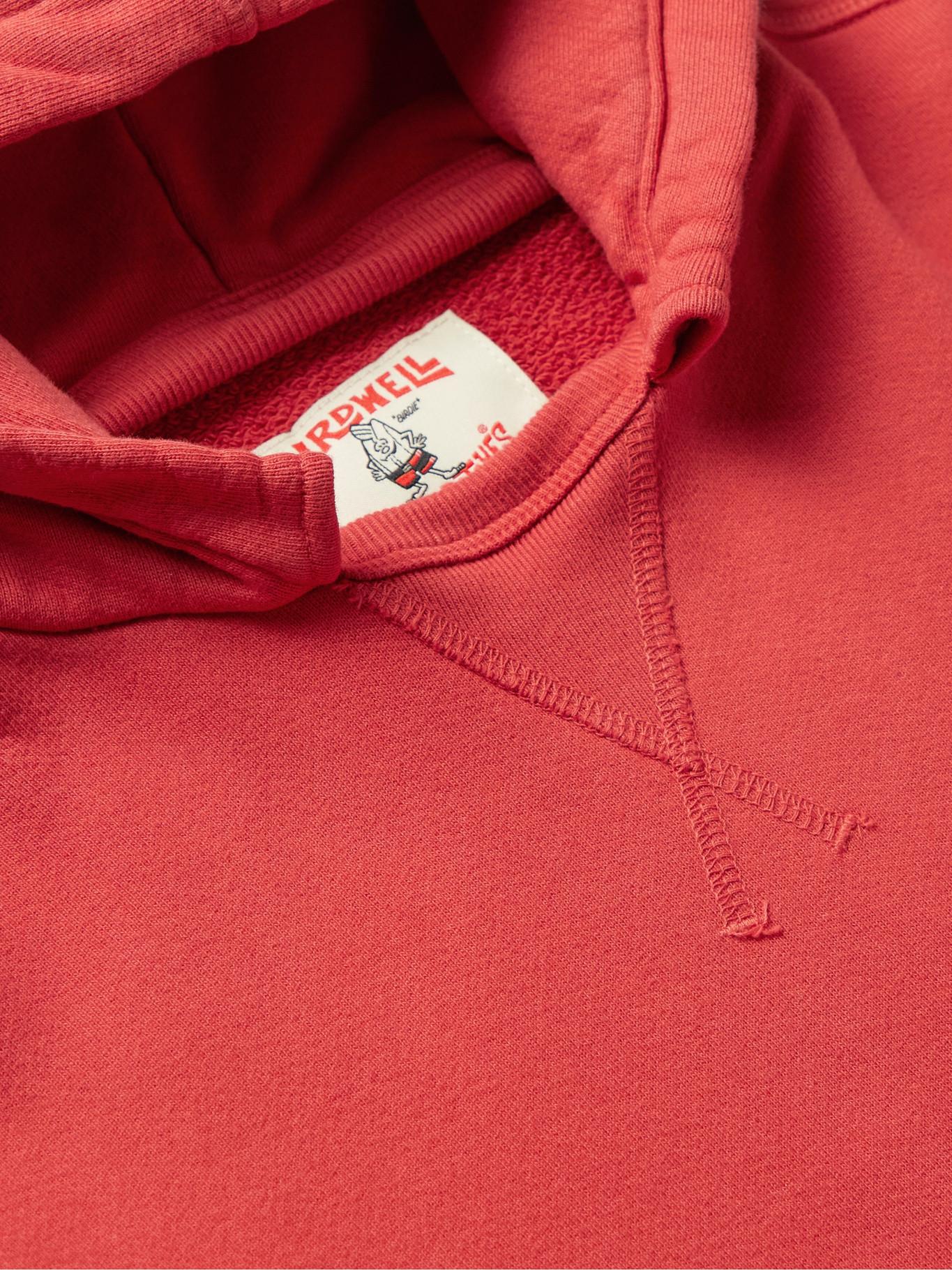 Birdwell Cayucos Loopback Cotton-Jersey Hoodie In Red - 50% Off