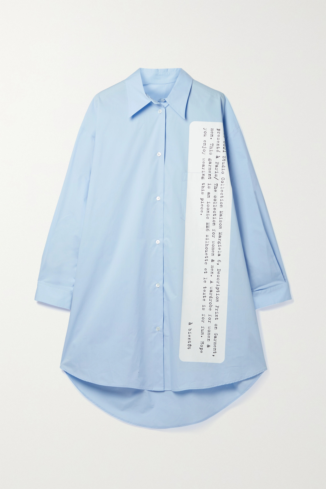 Maison Margiela Oversized Printed Cotton-Poplin Mini Shirt Dress In Blue -  30% Off | Editorialist
