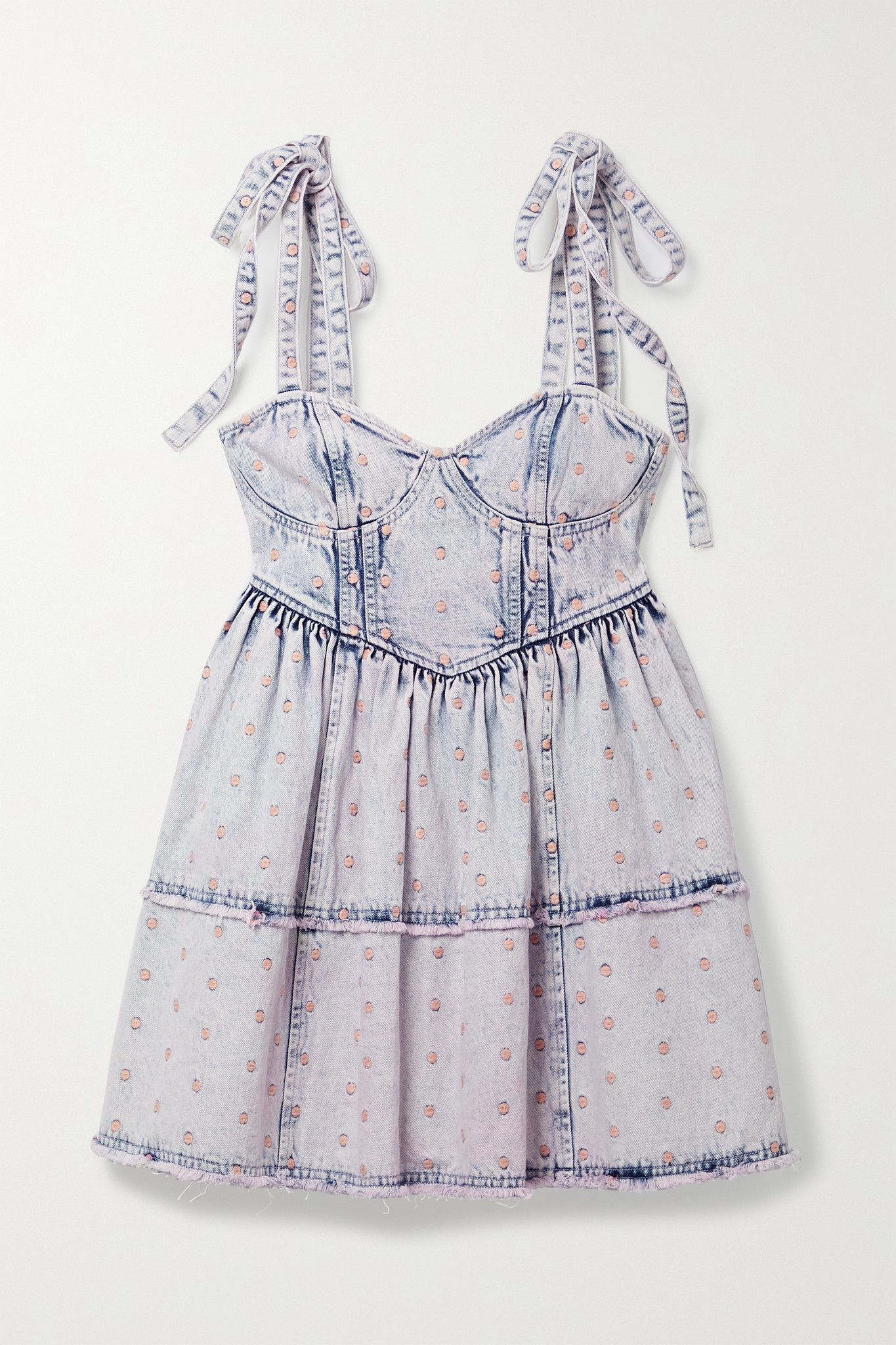 loveshackfancy denim dress LoveShackFancy Solina Denim Mini Dress With Bow