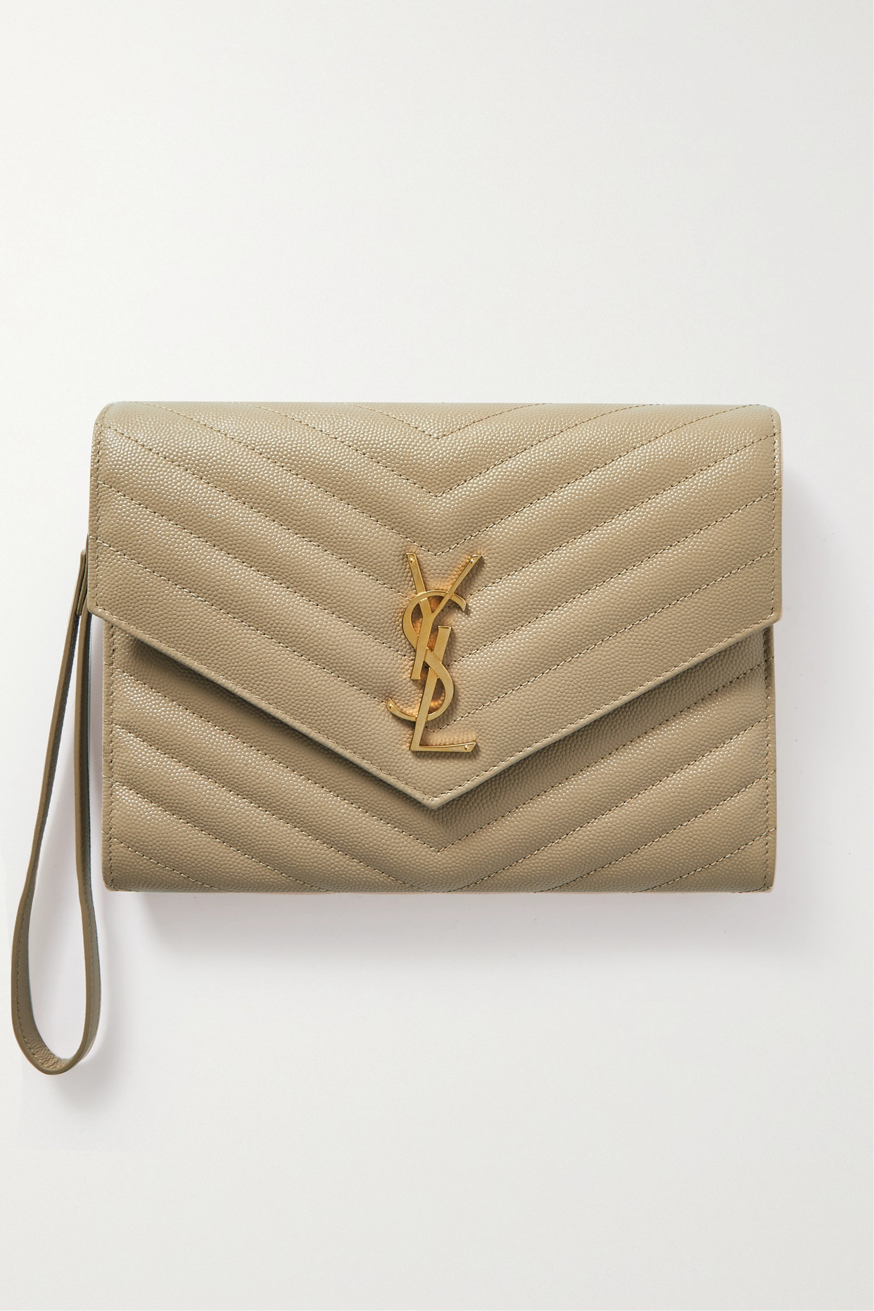 SAINT LAURENT SAINT LAURENT Monogramme Quilted Textured-leather Pouch