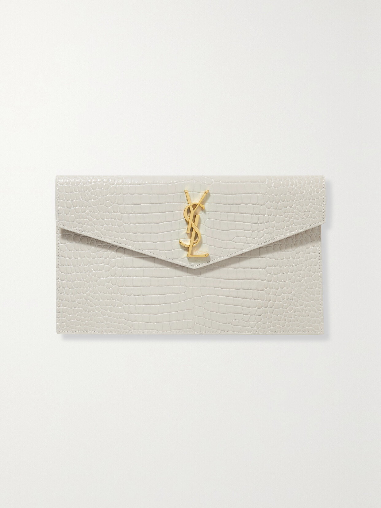SAINT LAURENT SAINT LAURENT Uptown Croc-effect Patent-leather Pouch