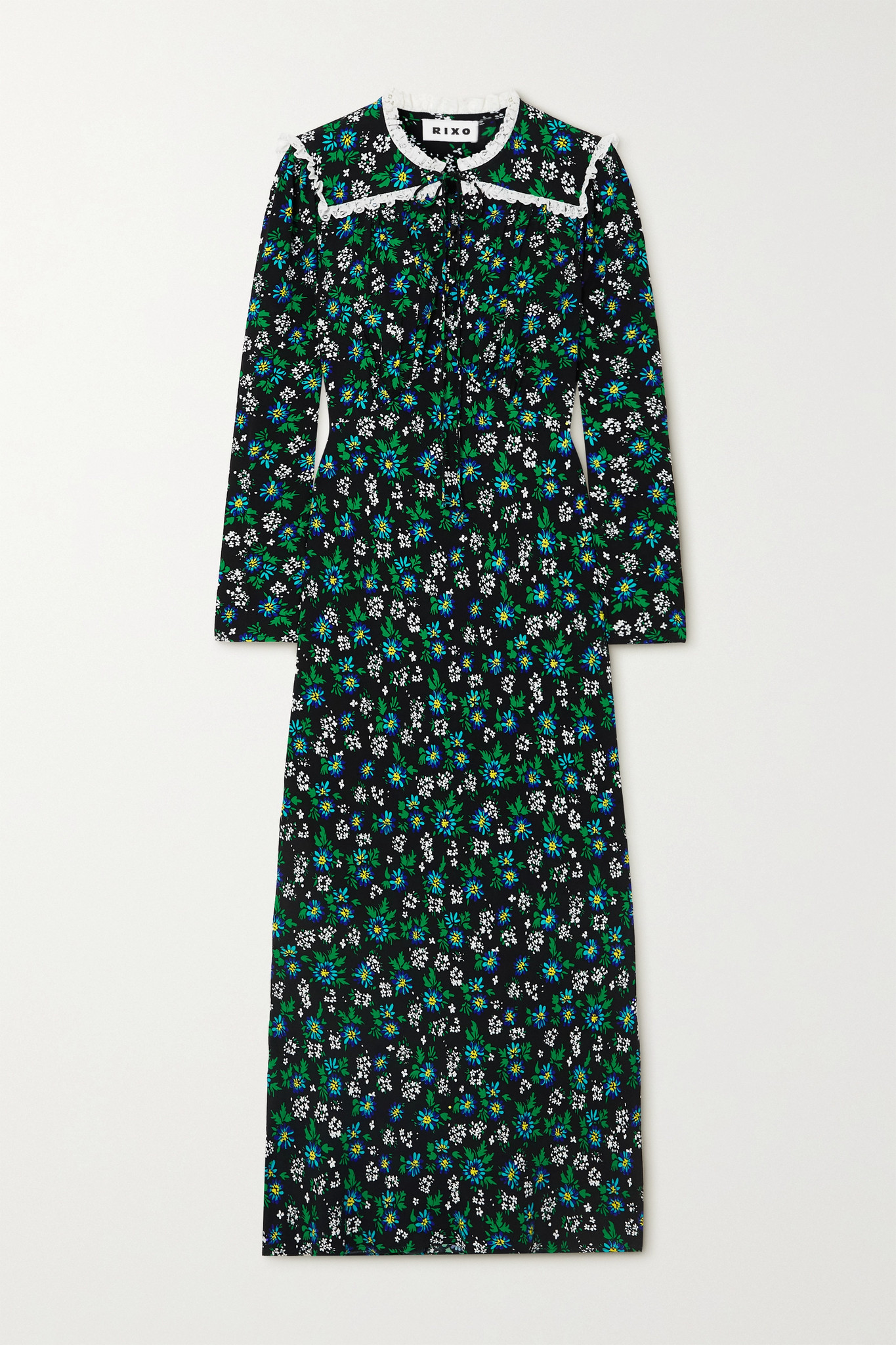 green emerald velvet dress Amina Midi Dress in Green City Floral Olive main image 0