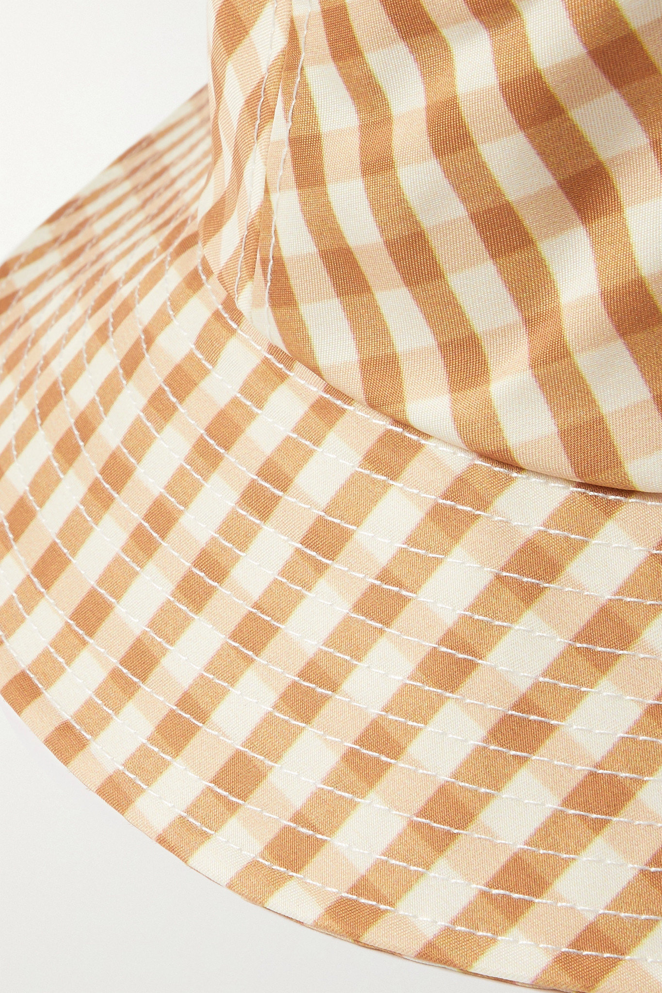 Loeffler Randall Ivy Gingham Shell Bucket Hat - Brown 
