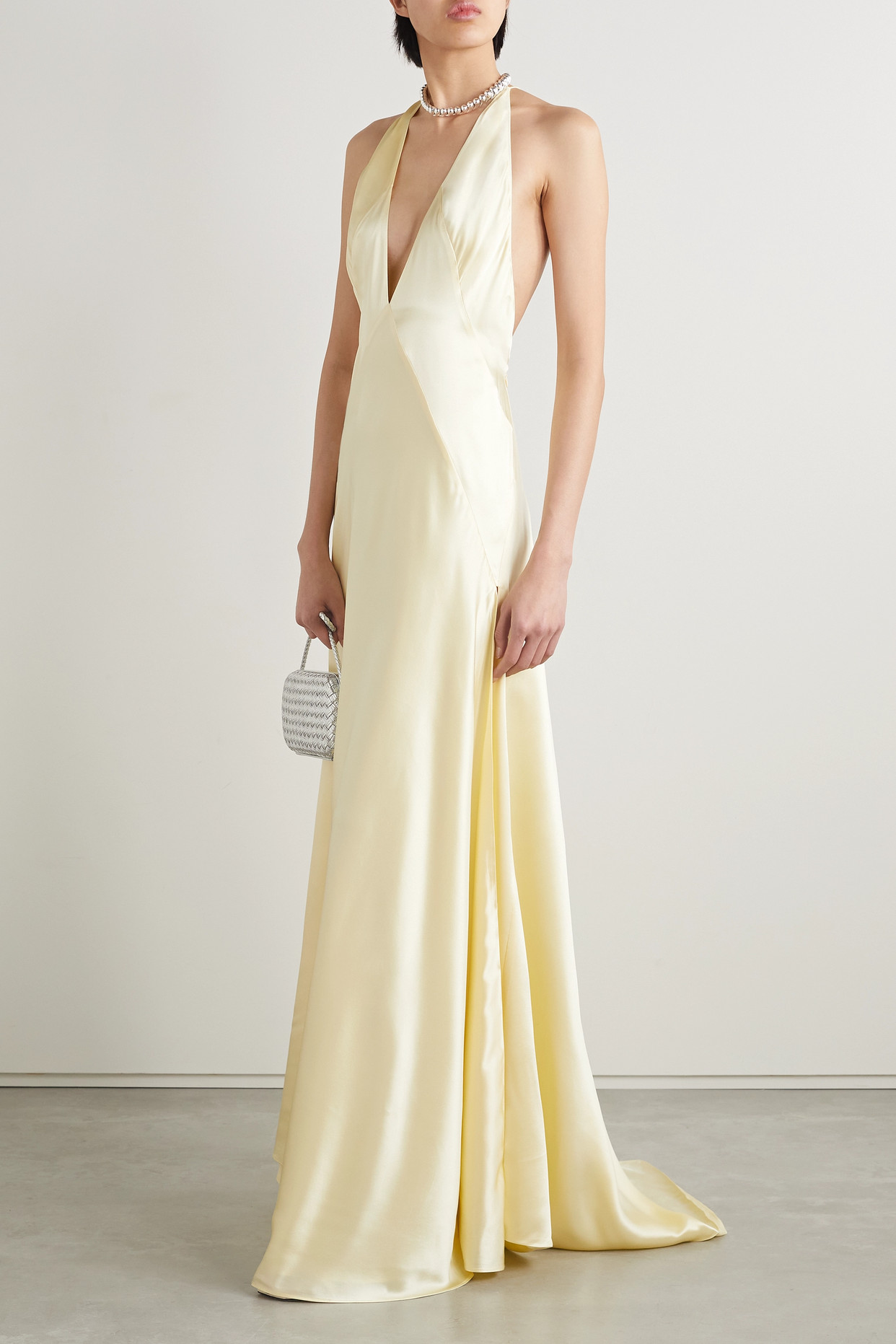 alexandra silk satin maxi dress Michael Lo Sordo Alexandra silk-satin gown
