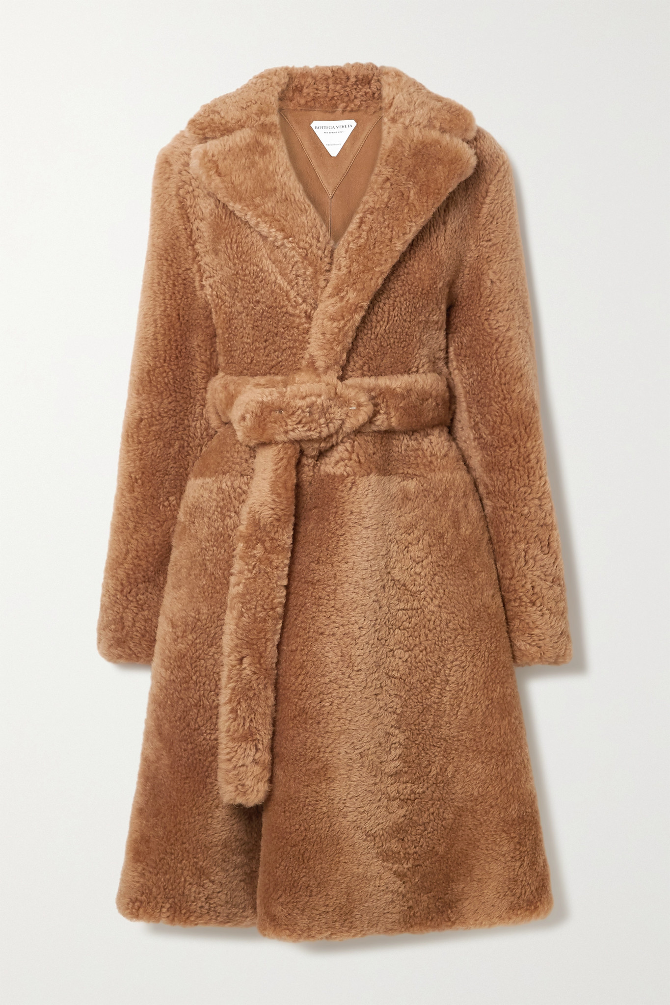 belted shearling coat