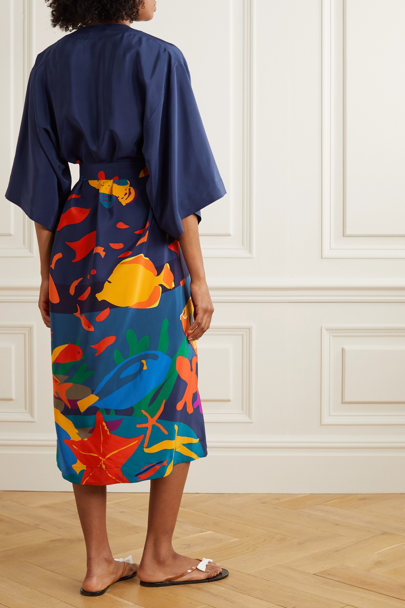 printed silk robe