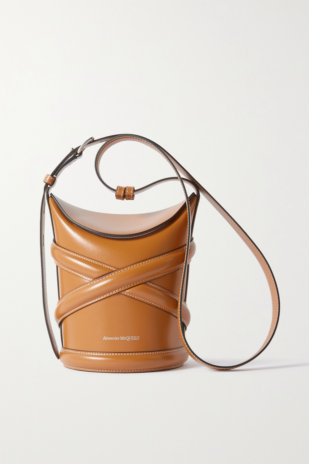 Alexander McQueen The Curve Small Leather Bucket Bag - Purple 