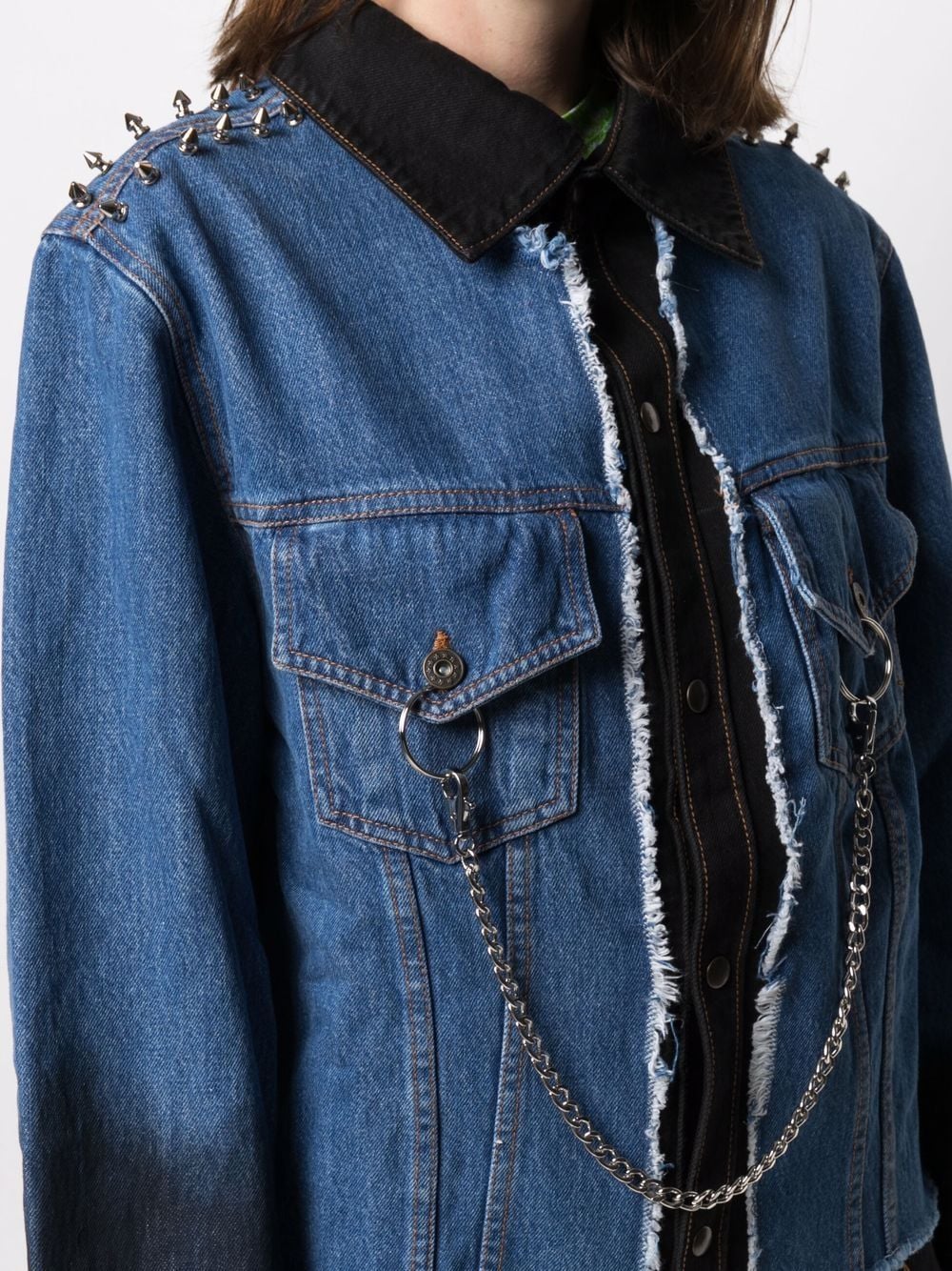 Buy Faith Connexion Chain-embellished Panelled Denim Jacket - Blue