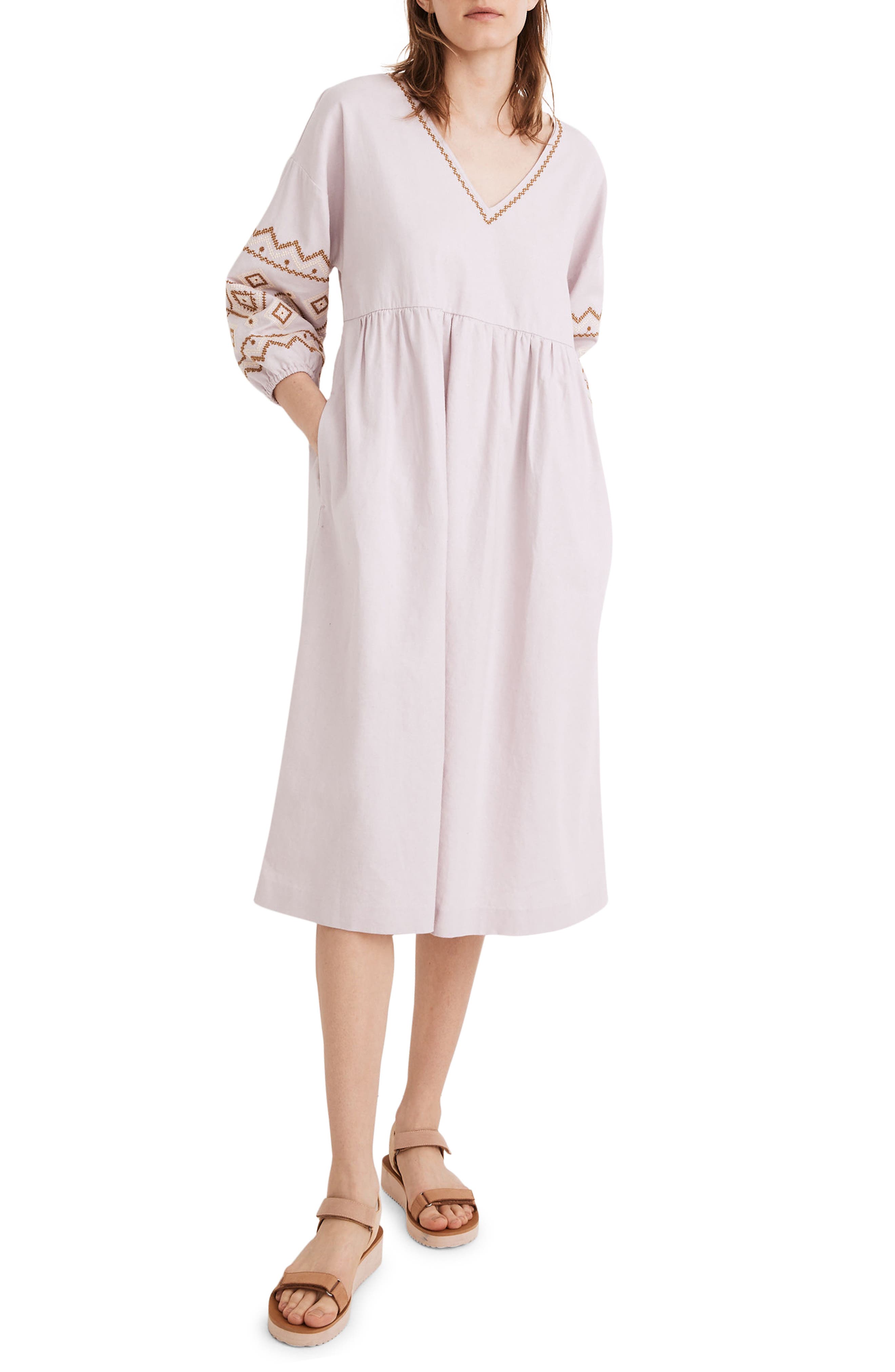 Women's Embroidered Sleeve Popover Midi 