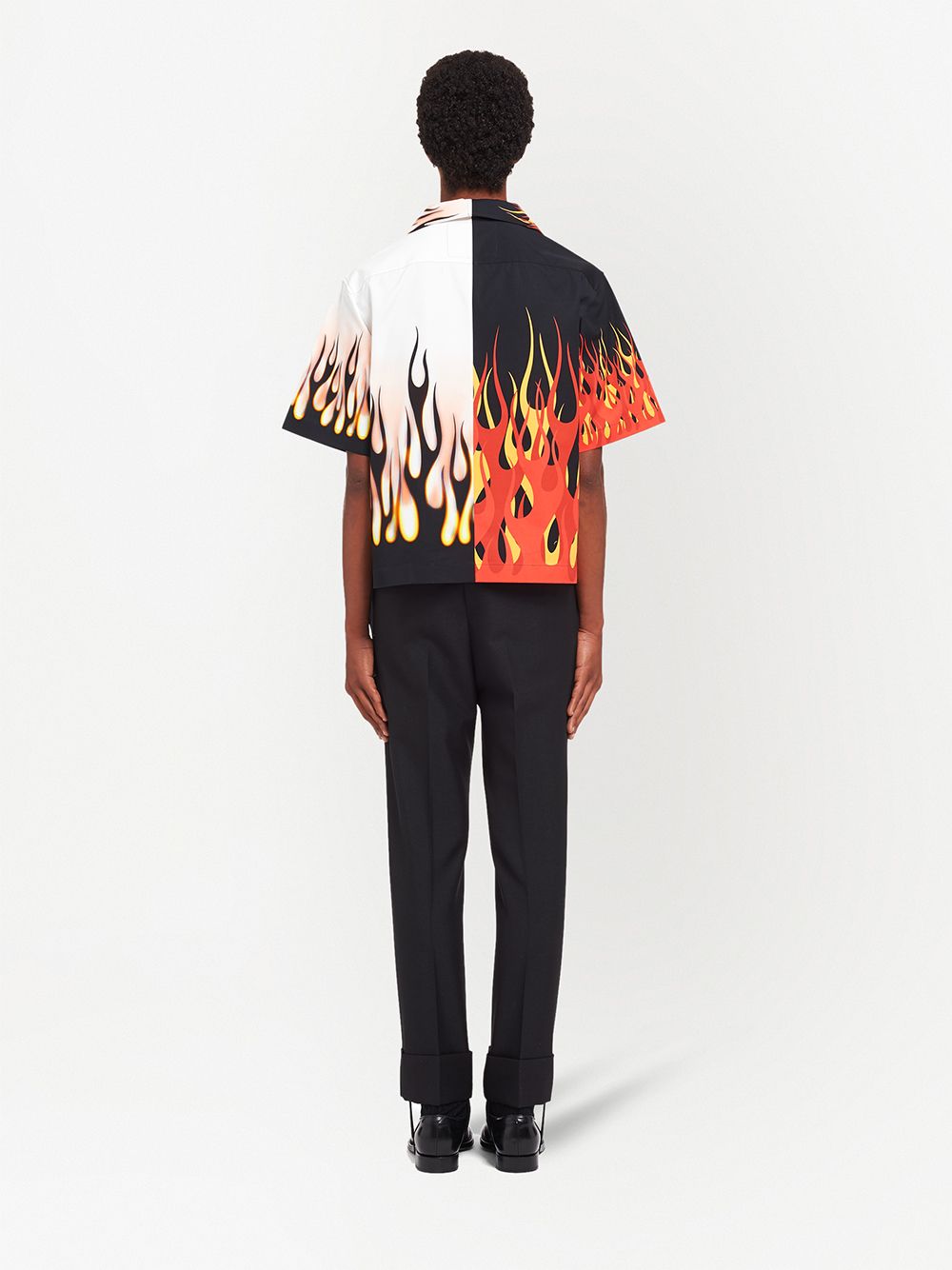 Prada Double Match Flame Print Hirt - Orange | Editorialist