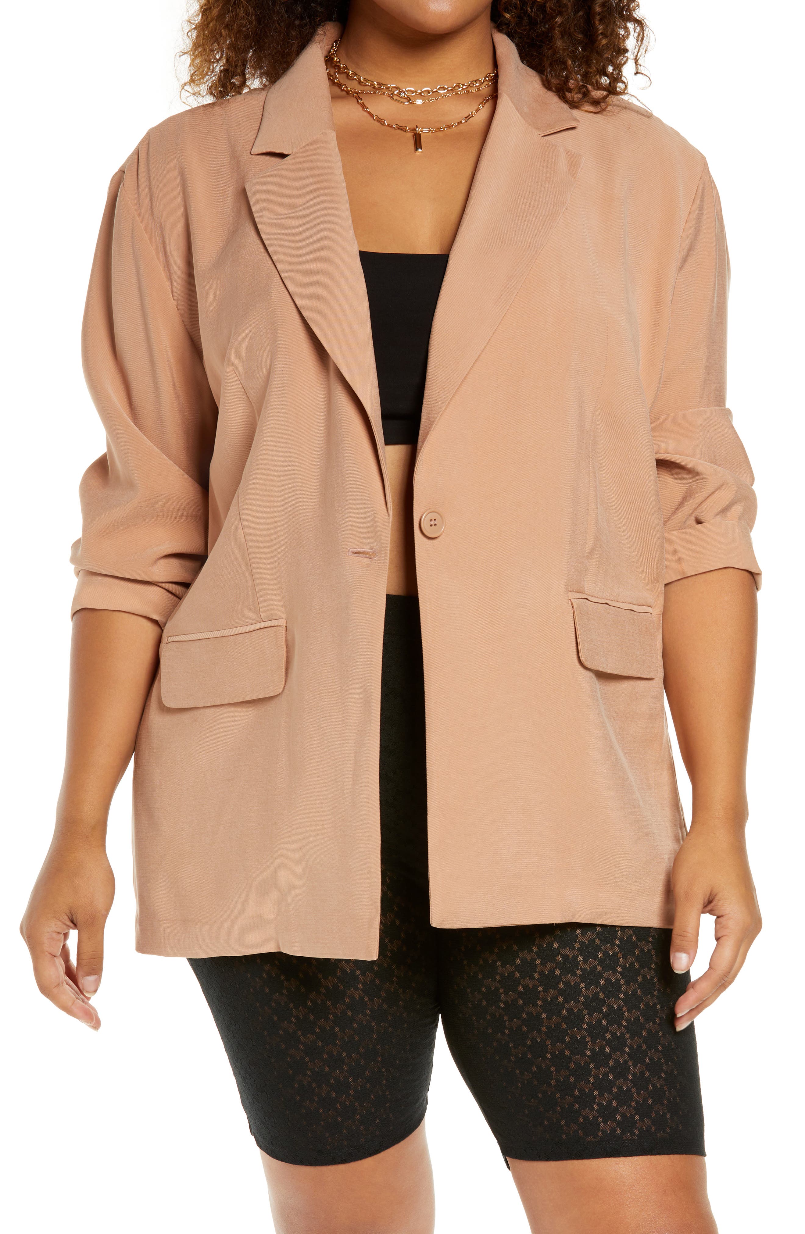 plus size tan blazer
